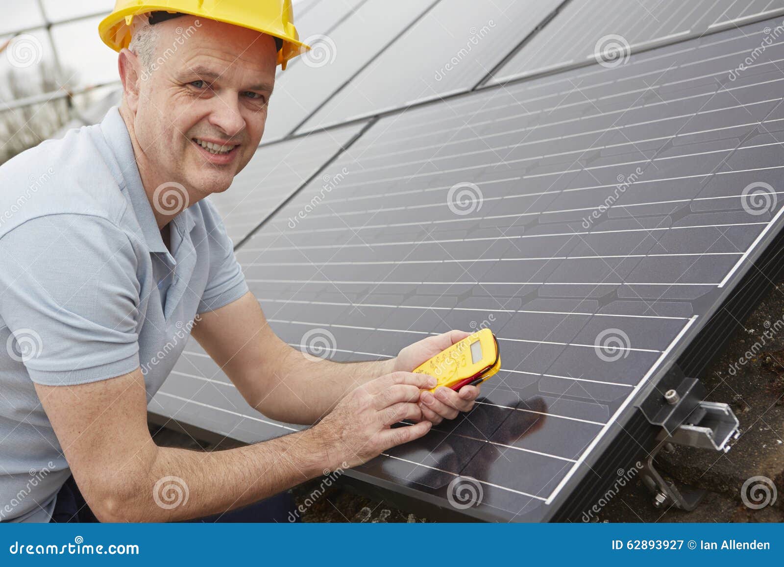 Engineer Installing Solar Panels on Roof of House Stock Image - Image ...