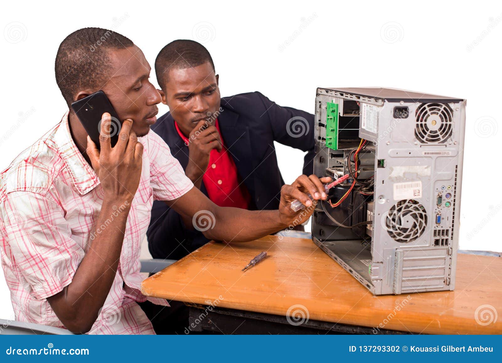 Engineer Instructing the Instructor To Work on Computer Stock Photo ...