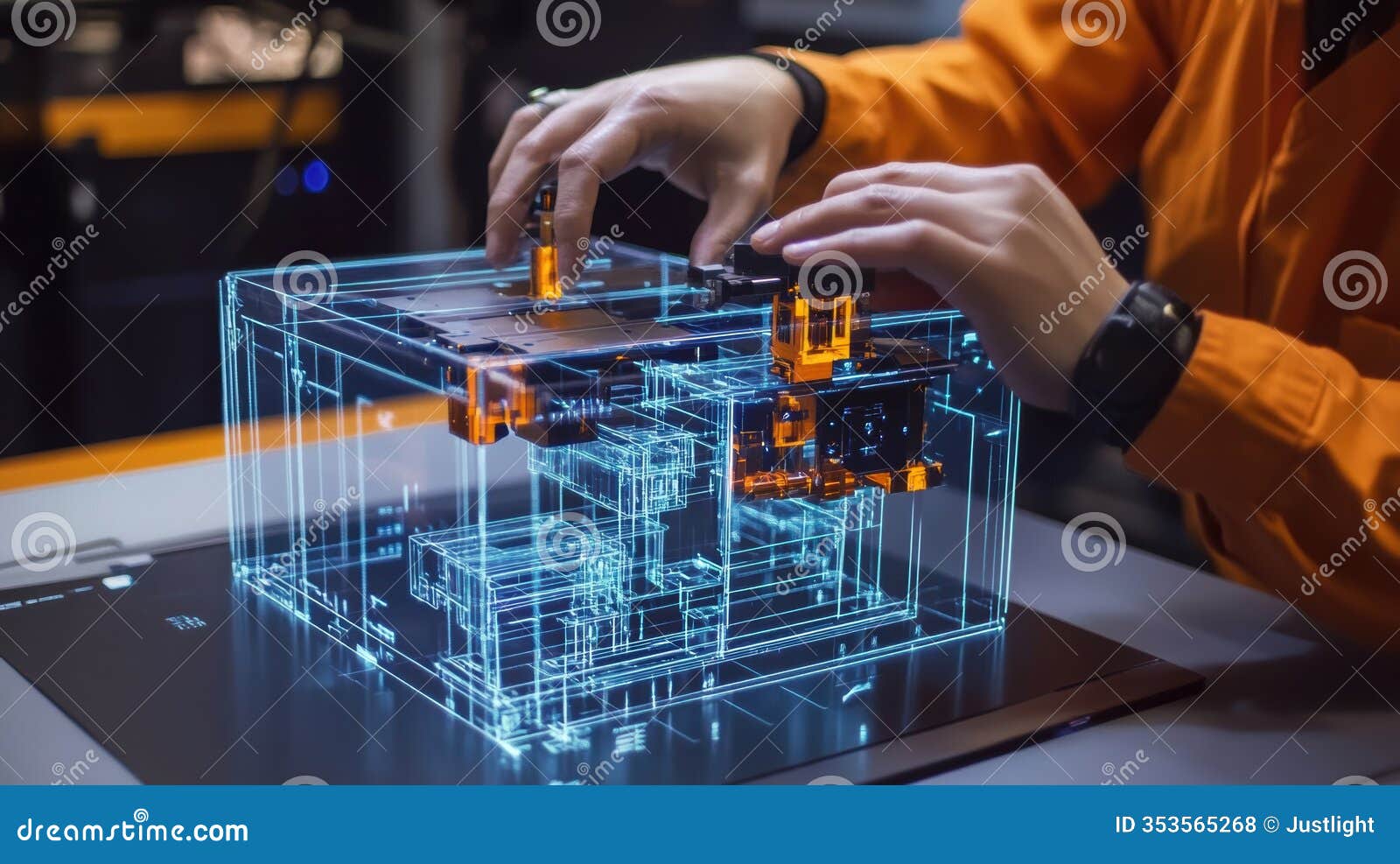 Engineer Interacting with Holographic Augmented Reality Industrial ...