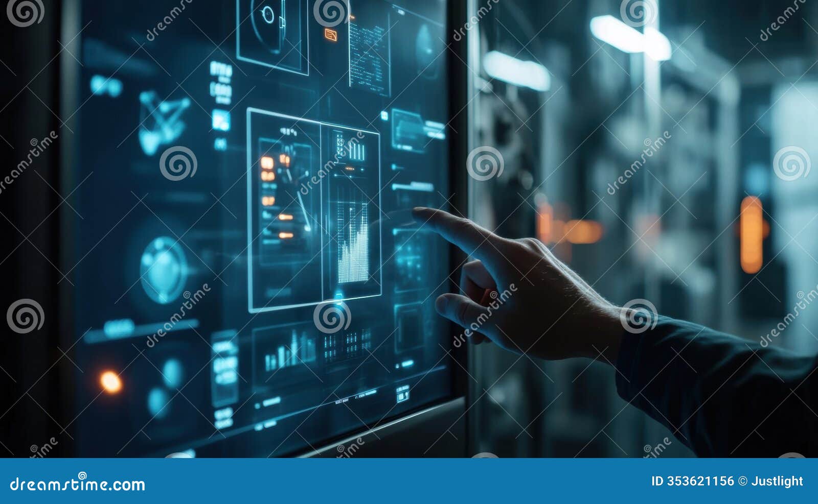 Engineer Using Touchscreen To Control Manufacturing Process in Modern ...