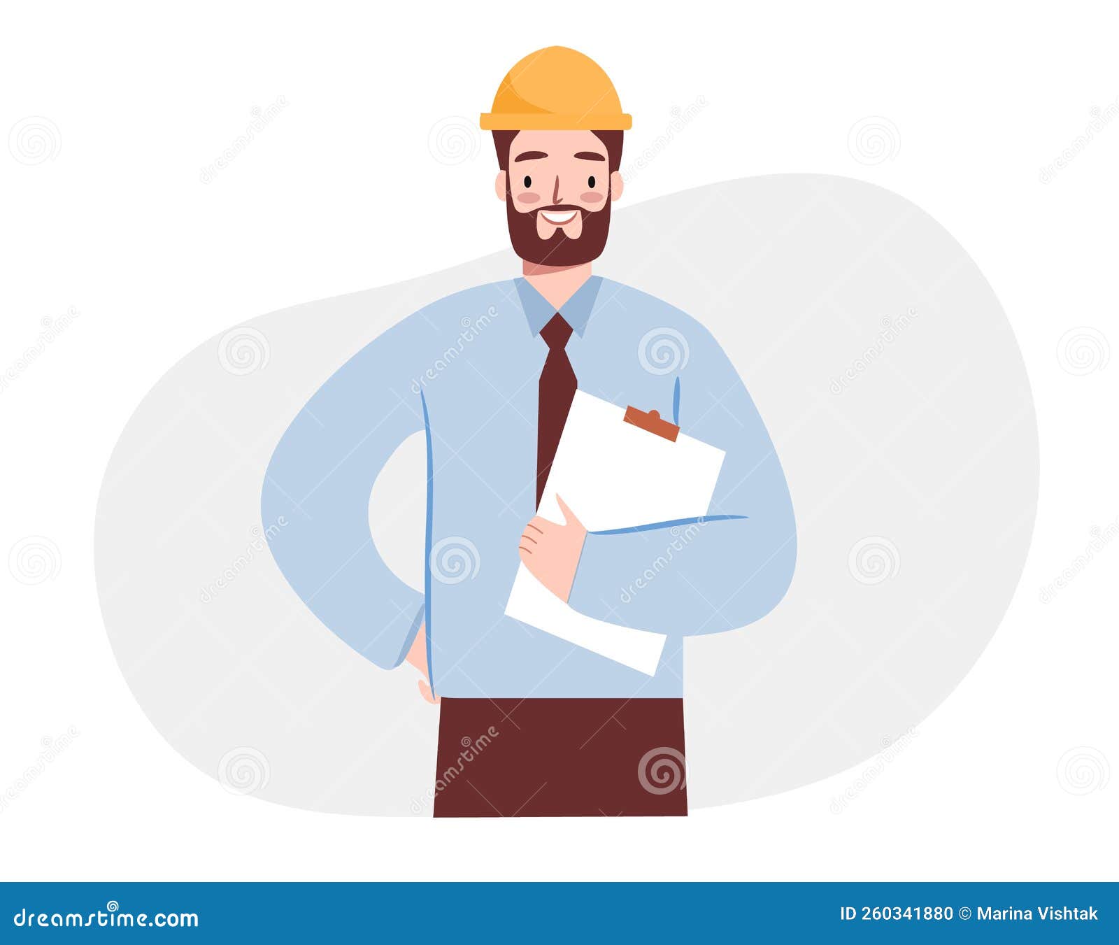 Engineer Isolated on White. Builder in Helmet with Papers Concept Stock ...