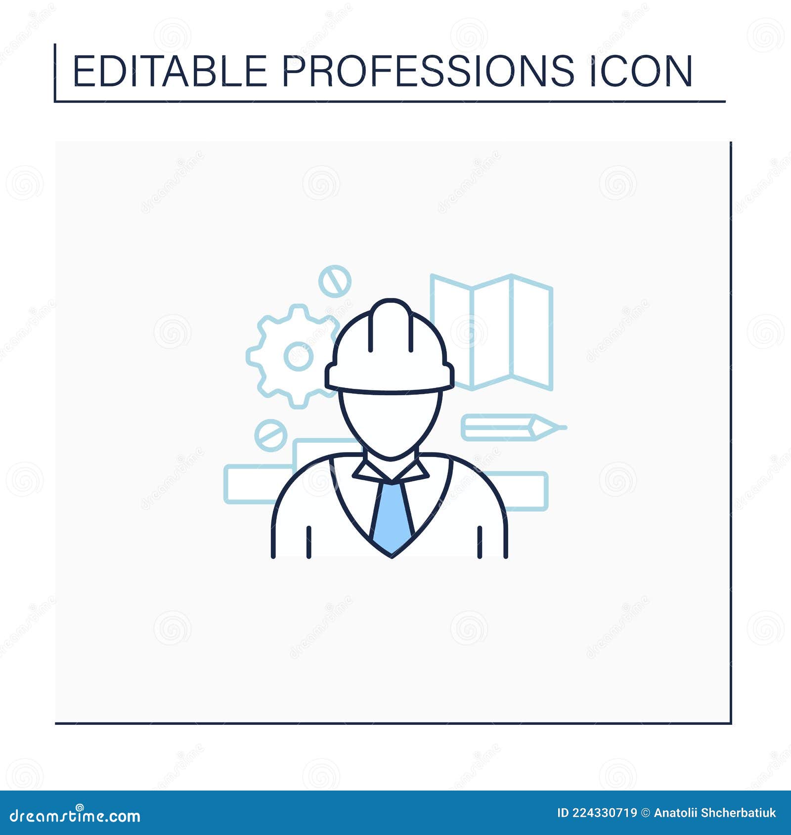 Engineer line icon stock vector. Illustration of professional - 224330719
