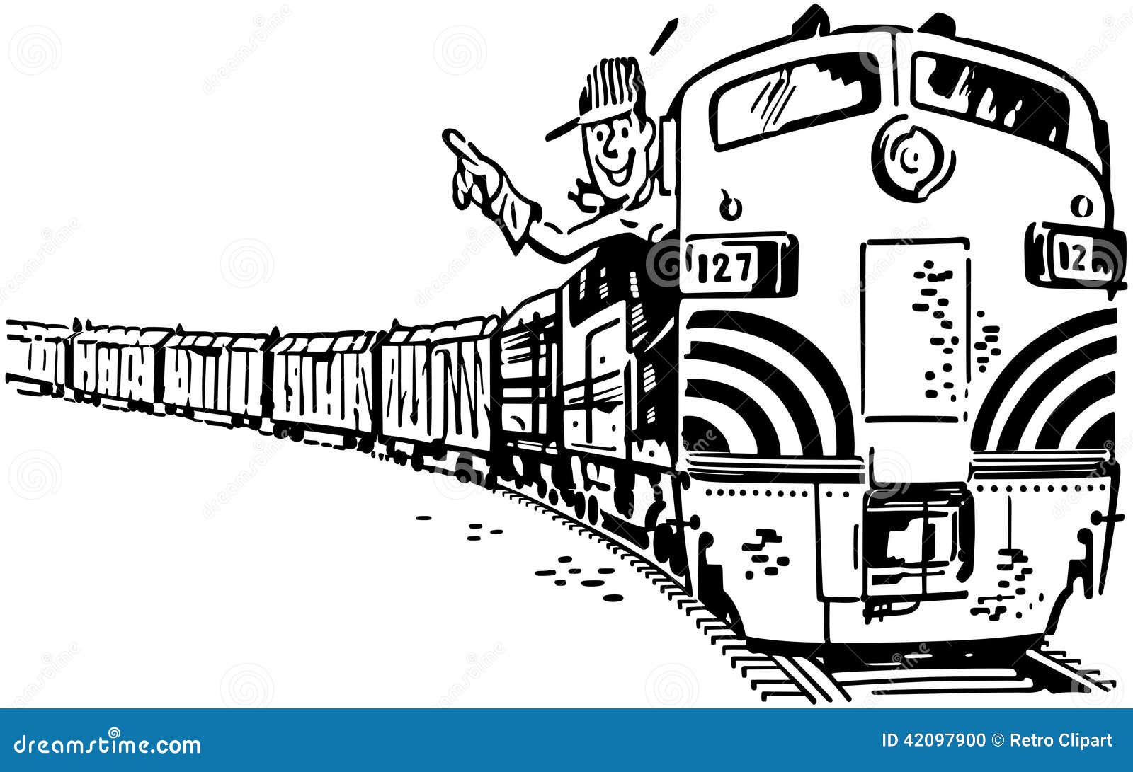 Engineer in Locomotive stock vector. Illustration of rails - 42097900
