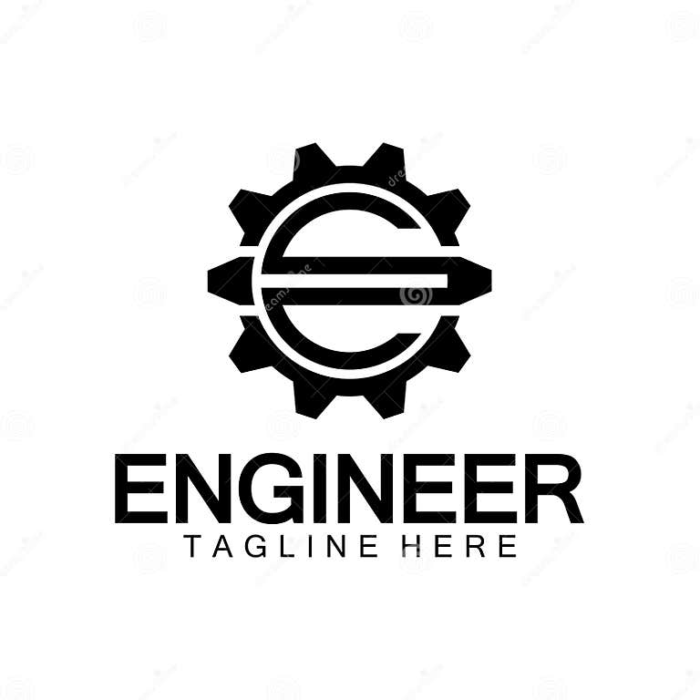 Engineer Logo Design, Letter E Gear Logo, Engineer Logo with Letter E ...