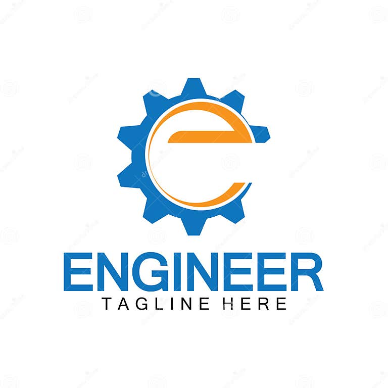 Engineer Logo Design, Letter E Gear Logo, Engineer Logo with Letter E ...