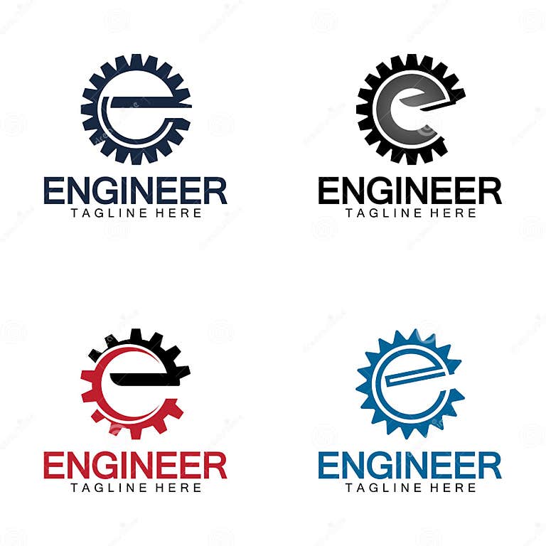 Engineer Logo Design, Letter E Gear Logo, Engineer Logo with Letter E ...