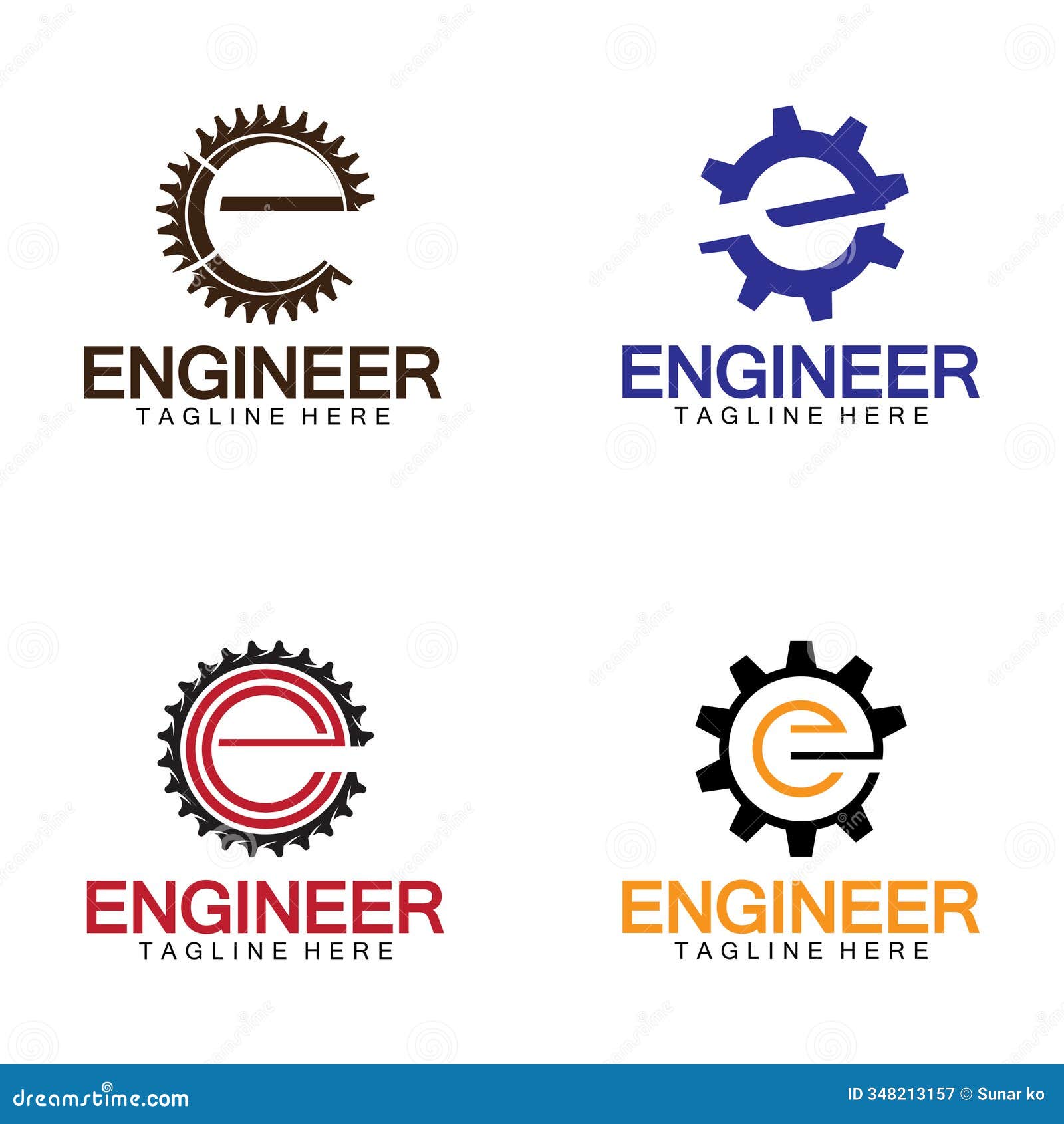 Engineer Logo Design, Letter E Gear Logo, Engineer Logo with Letter E ...