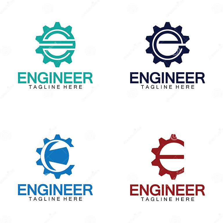 Engineer Logo Design, Letter E Gear Logo, Engineer Logo with Letter E ...