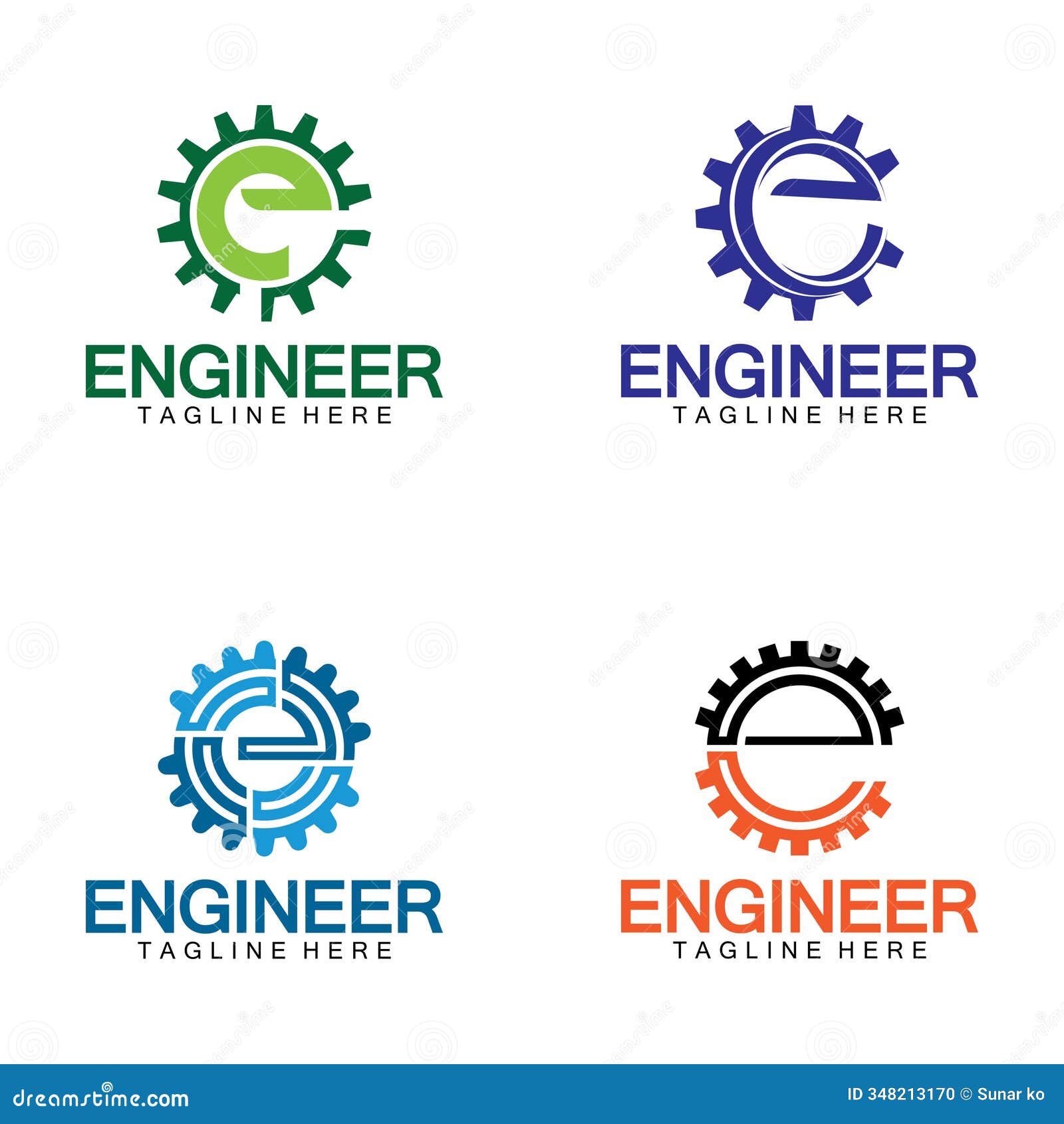 Engineer Logo Design, Letter E Gear Logo, Engineer Logo with Letter E ...