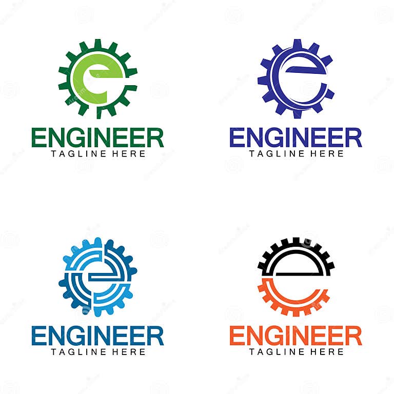 Engineer Logo Design, Letter E Gear Logo, Engineer Logo with Letter E ...
