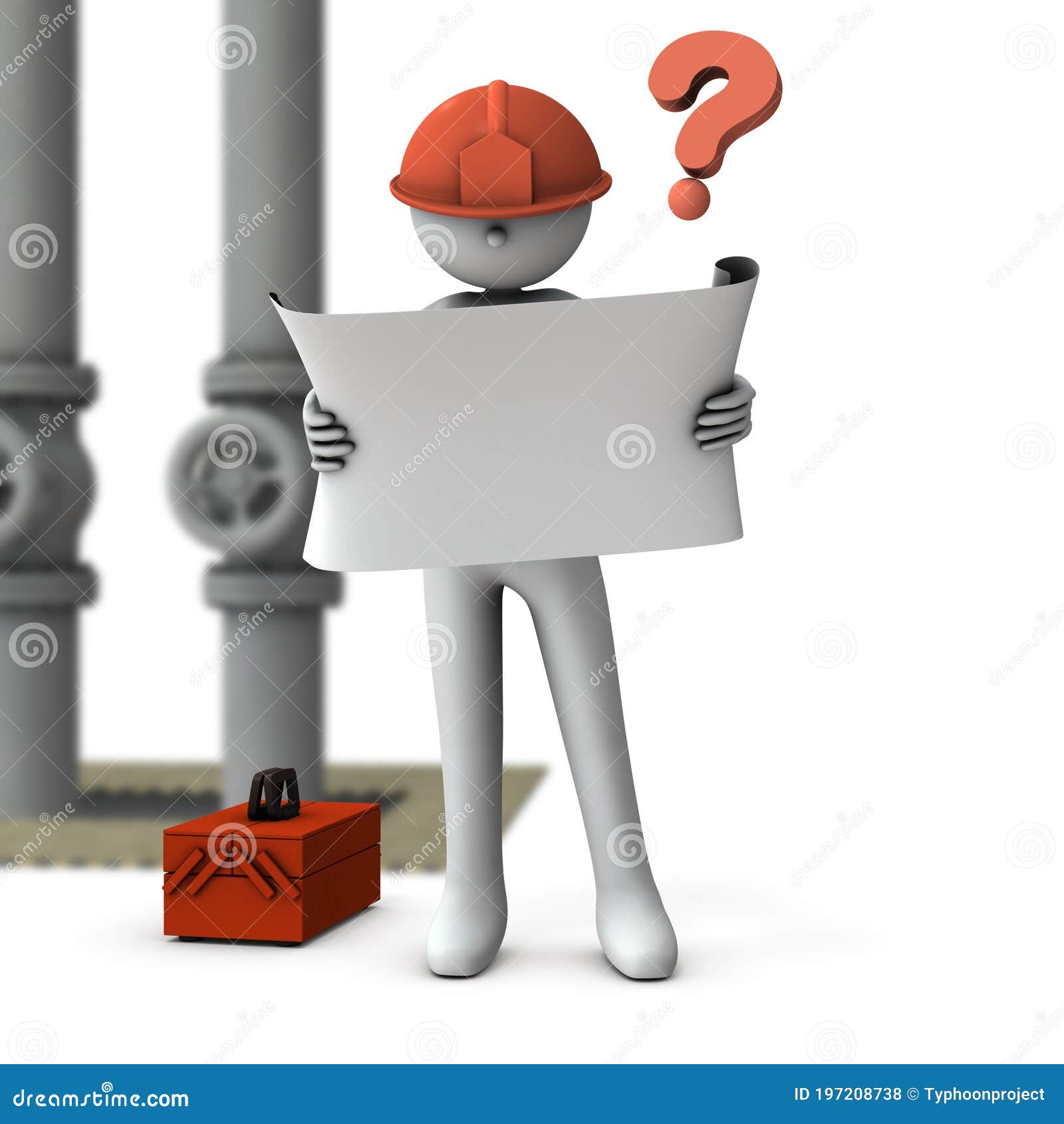 An Engineer Looking at a Drawing. he is Confused by the Contents of the ...