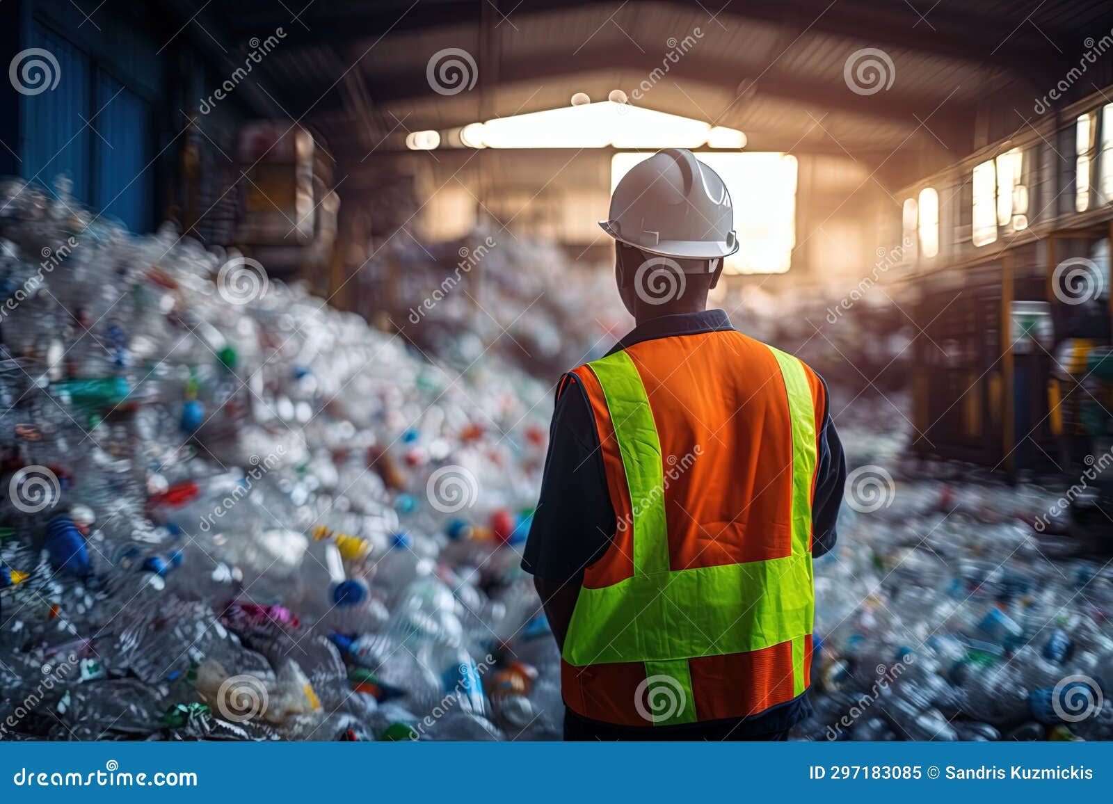 Engineer Looking on the Plastic Bottle in the Recycling Industry ...