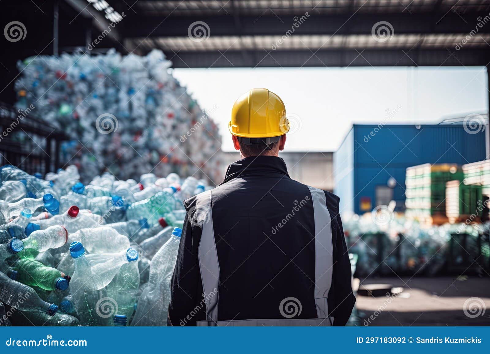 Engineer Looking on the Plastic Bottle in the Recycling Industry ...