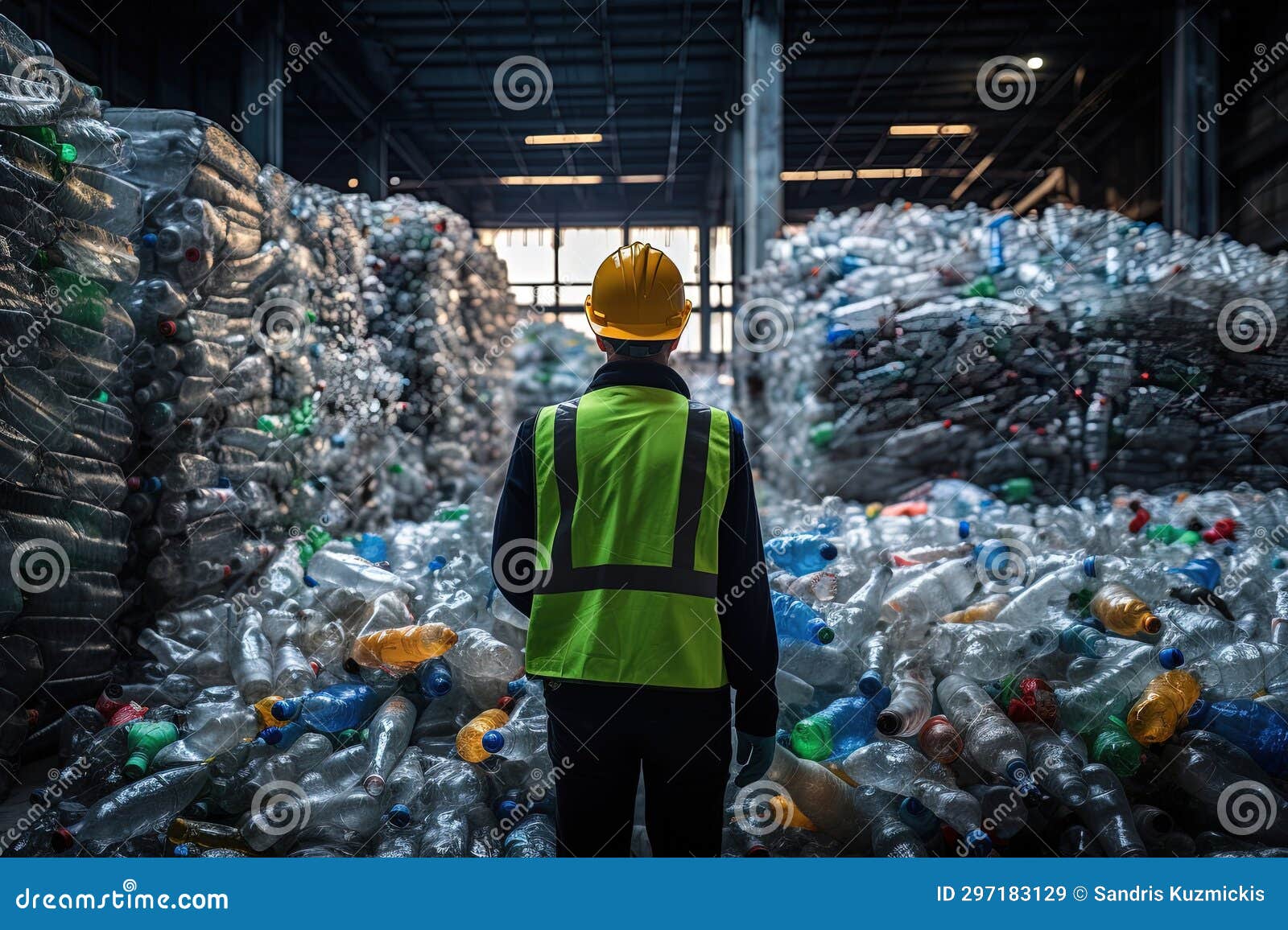 Engineer Looking on the Plastic Bottle in the Recycling Industry ...
