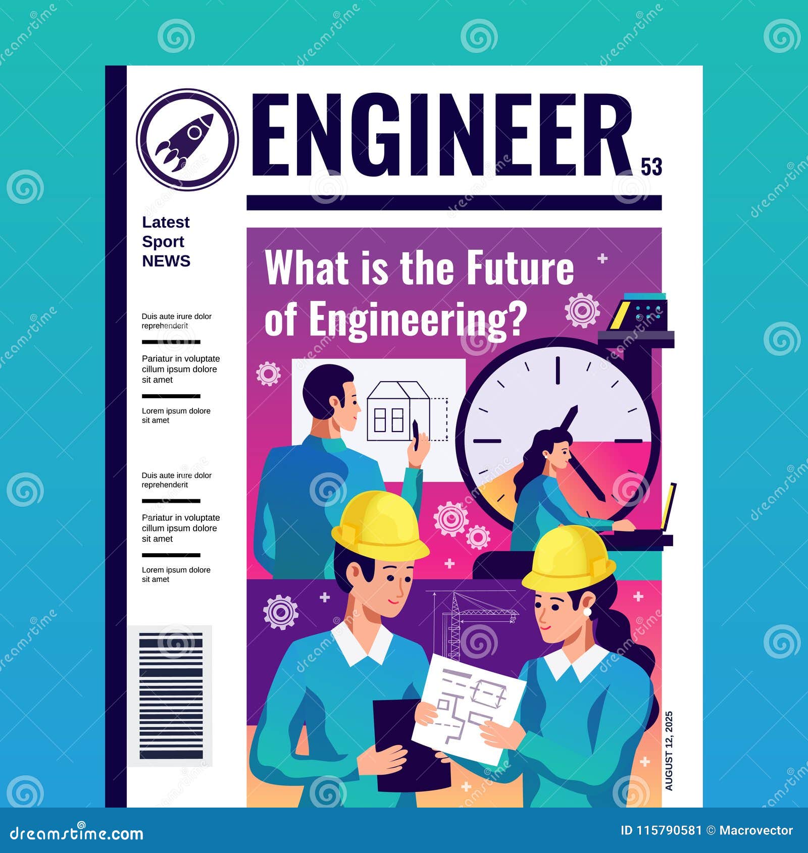Engineer Magazine Cover stock vector. Illustration of layout - 115790581