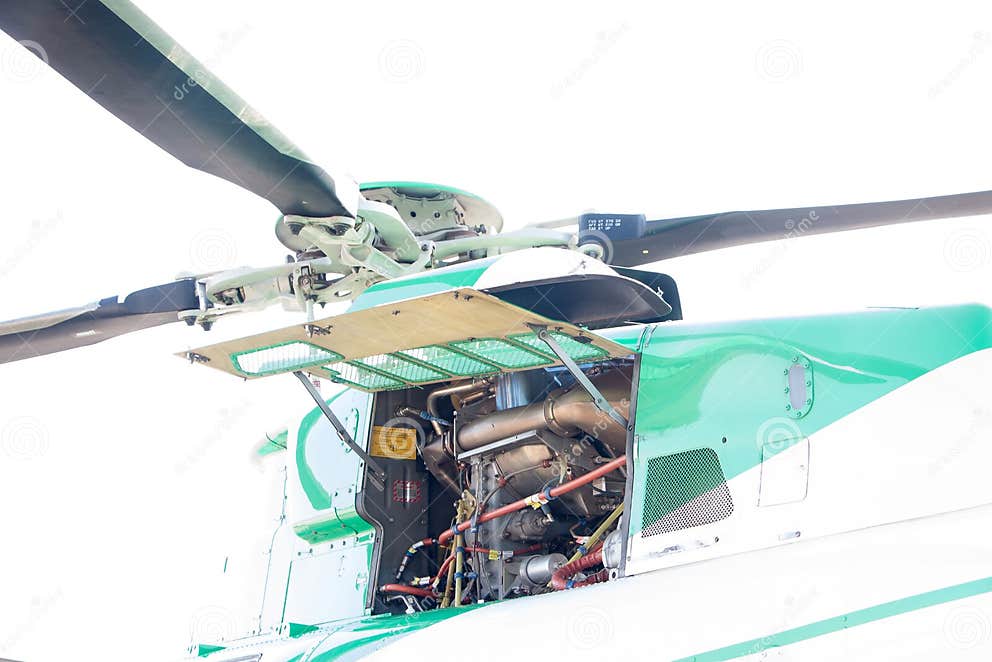 Engineer Maintaining a Helicopter Engine Stock Image - Image of ...