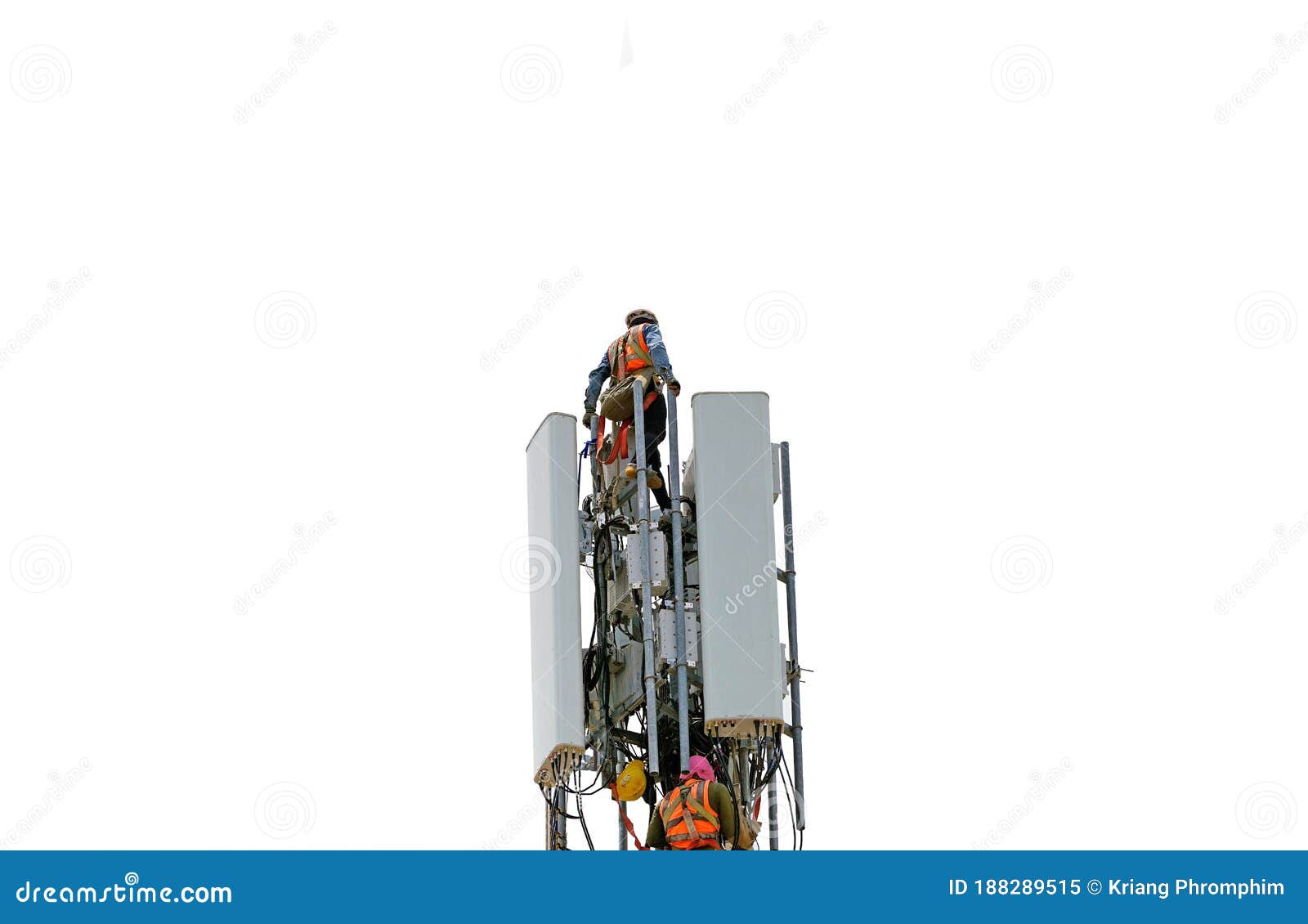 Engineer Maintenance on Telecommunication Tower Doing Ordinary ...