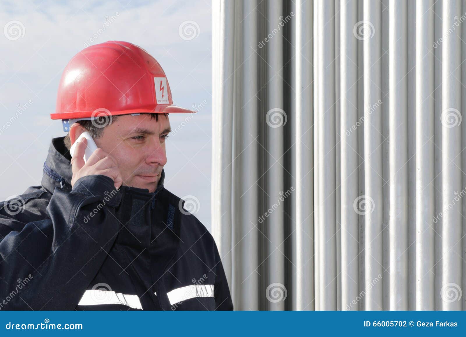 Engineer Make Call in Power Plant Stock Photo - Image of technology ...