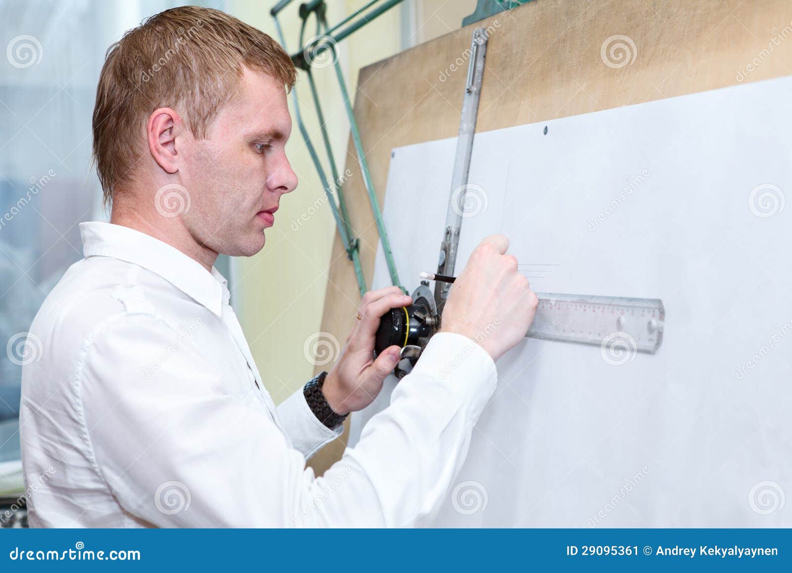 Engineer Making Construction Project by Pencil Stock Image - Image of ...