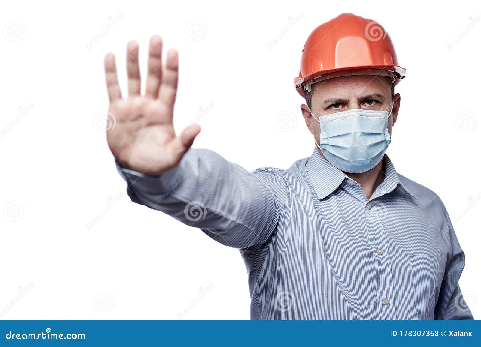 Engineer making stop sign stock photo. Image of adult - 178307358