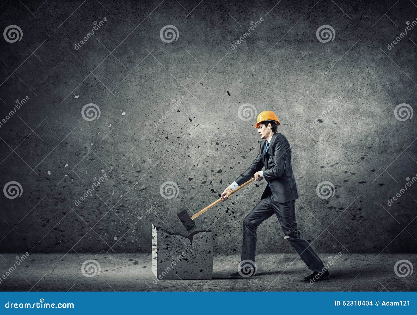 Engineer man break stone stock photo. Image of plan, block - 62310404