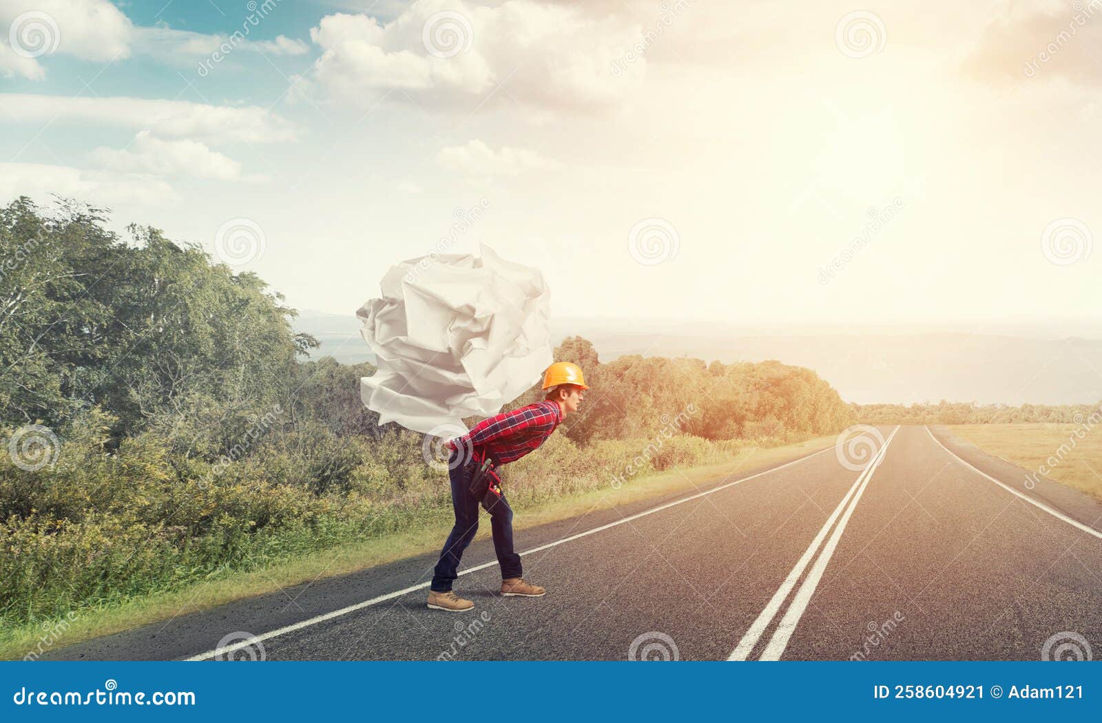 Engineer man carry load stock image. Image of build - 258604921