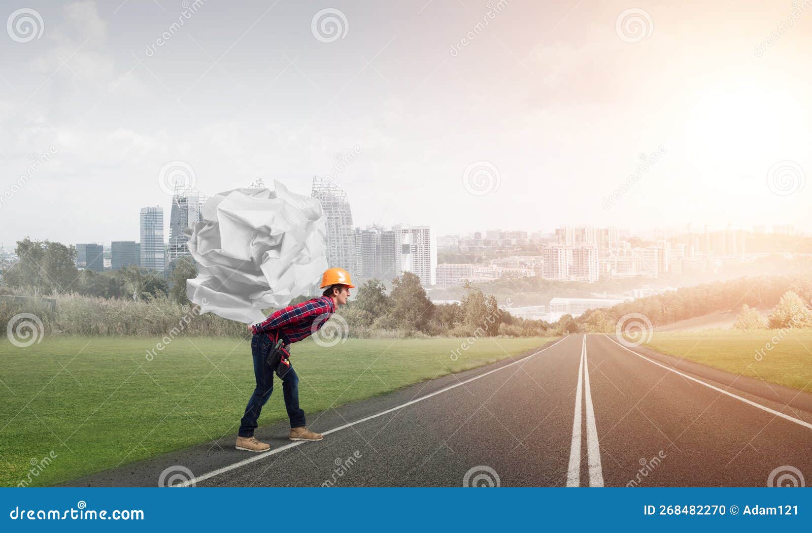 Engineer man carry load stock photo. Image of industrial - 268482270