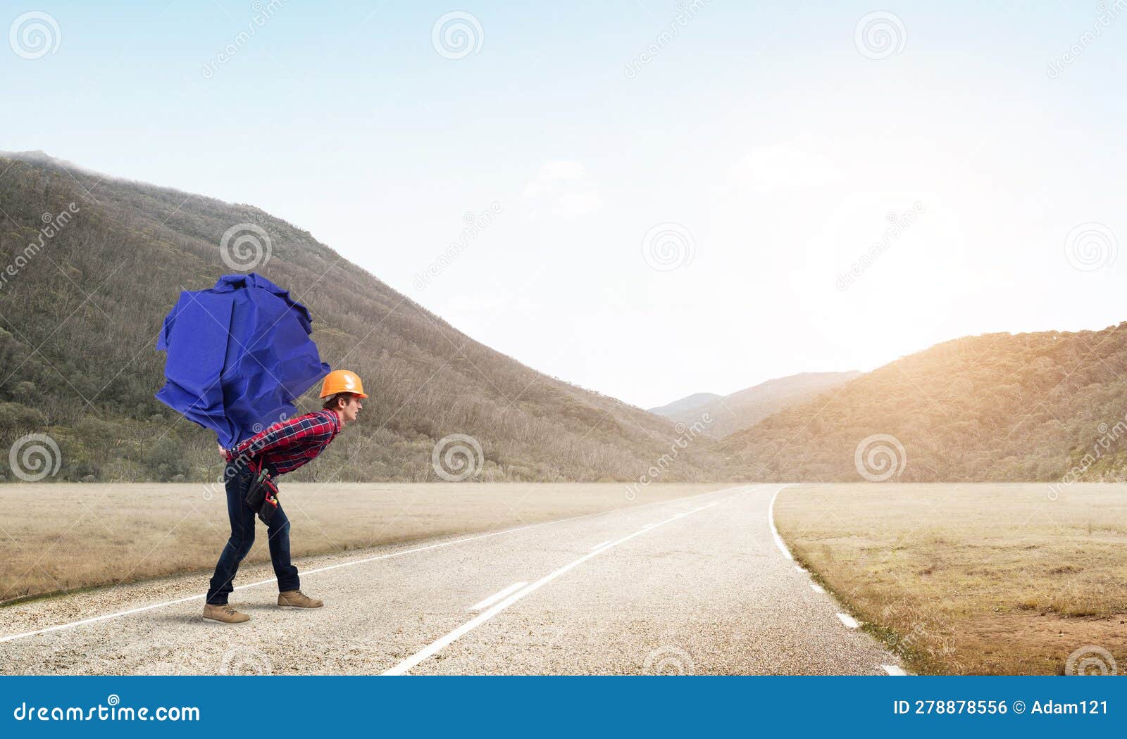 Engineer man carry load stock photo. Image of carpenter - 278878556