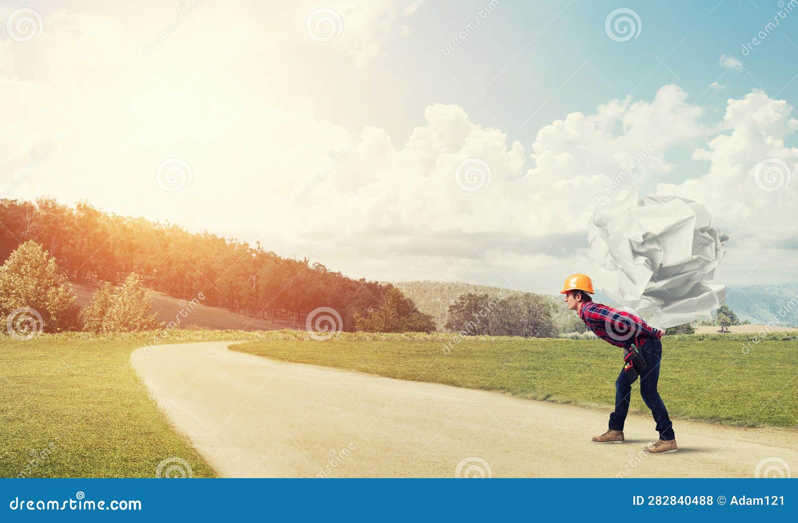 Engineer man carry load stock photo. Image of tools - 282840488