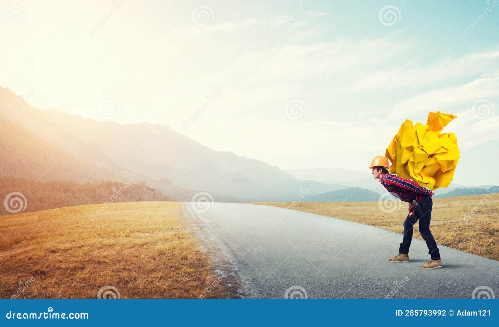 Engineer man carry load stock photo. Image of carpenter - 285793992
