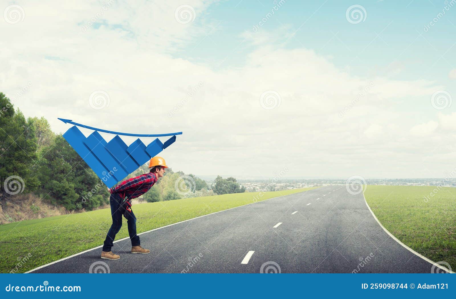 Engineer Man Carry Progress Graph Stock Photo - Image of male, vision ...