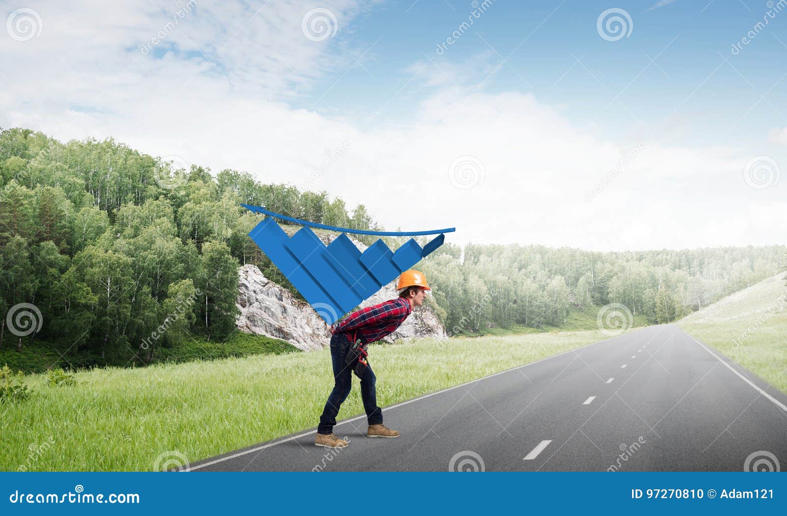 Engineer Man Carry Progress Graph Stock Photo - Image of analytics ...