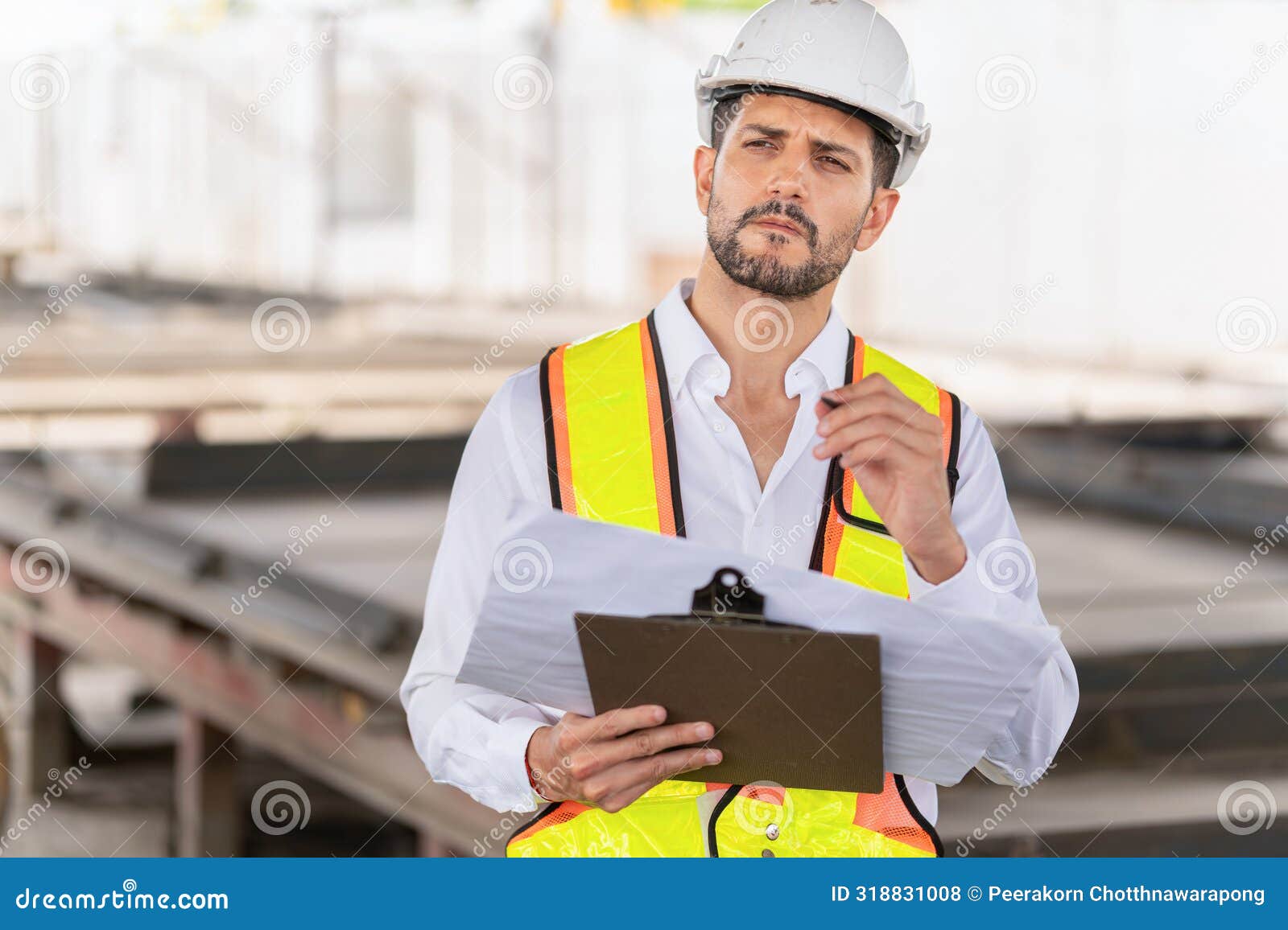 Engineer Man Checking Inventory in the Precast Factory Site, Foreman ...