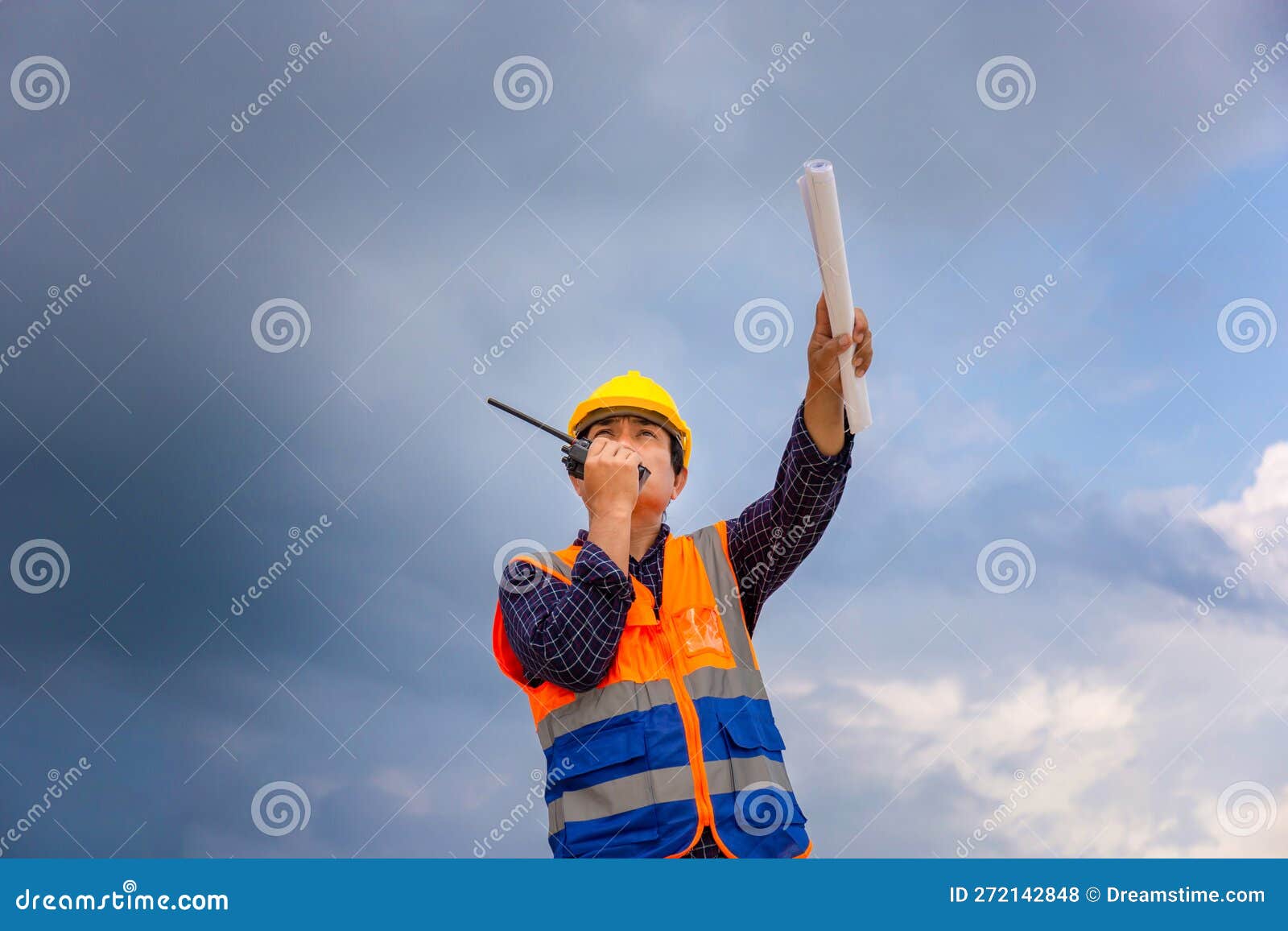 Engineer Man Checking Project at Building Site, Foreman Worker in ...