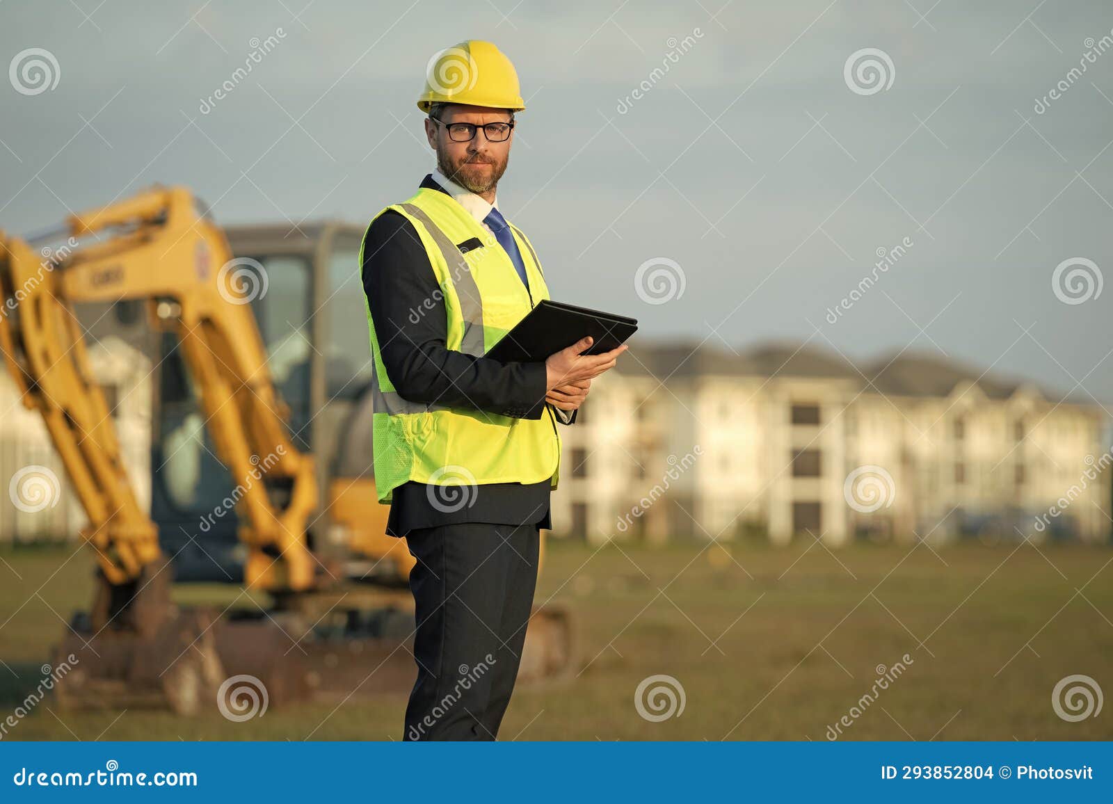 Engineer Man at Civil Engineering Outdoor, Advertisement. Engineer Man ...