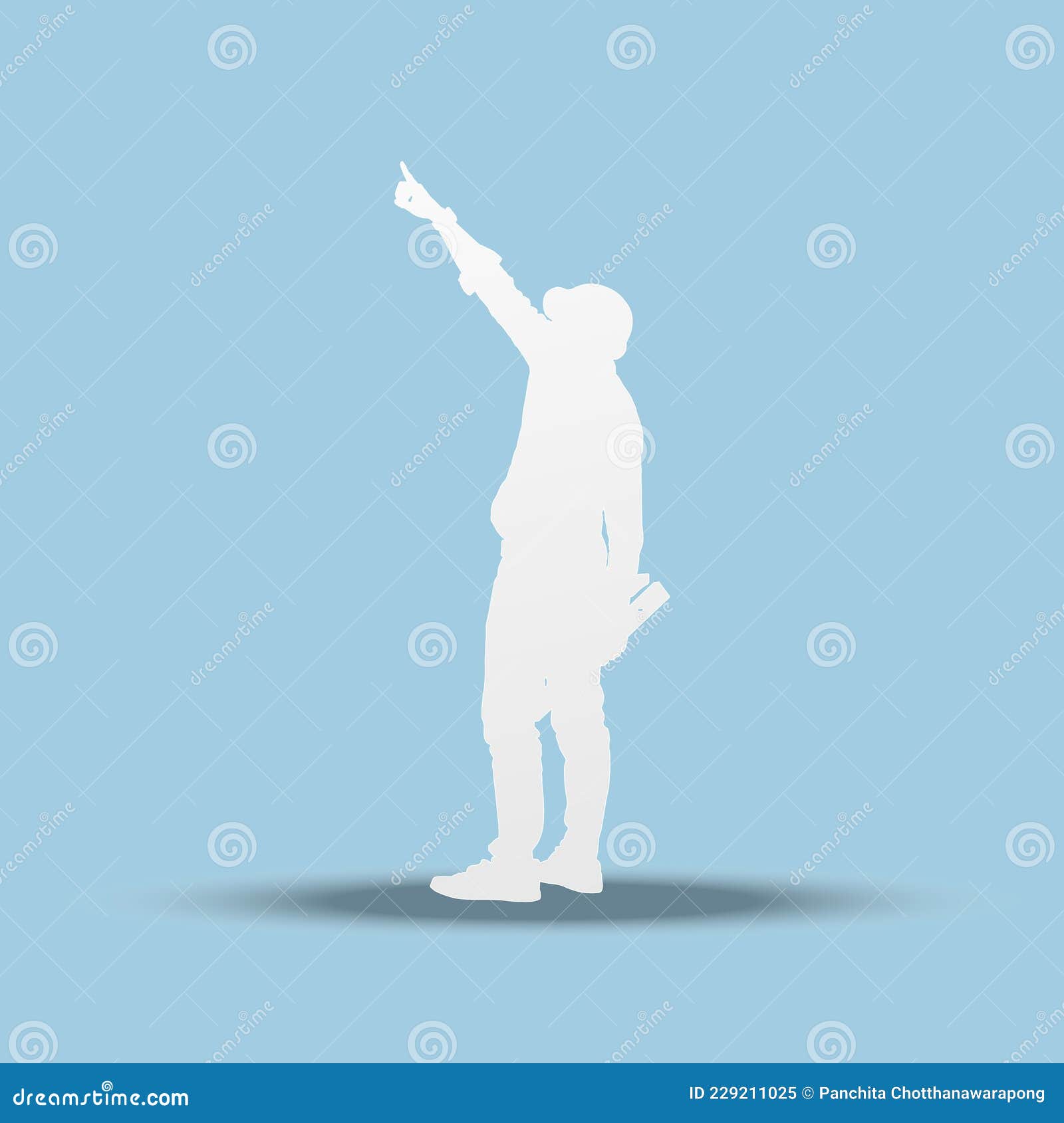 Engineer Man Cut Out of Paper on Blue Background, Paper Cut Style ...