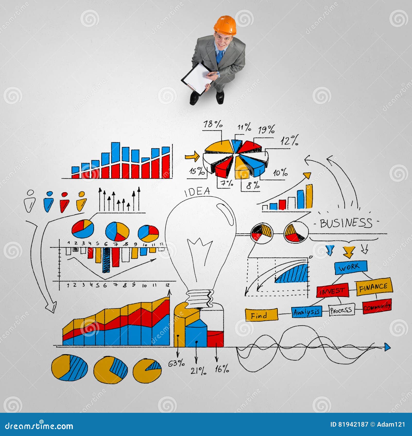 Engineer Man and His Business Strategy Stock Illustration ...