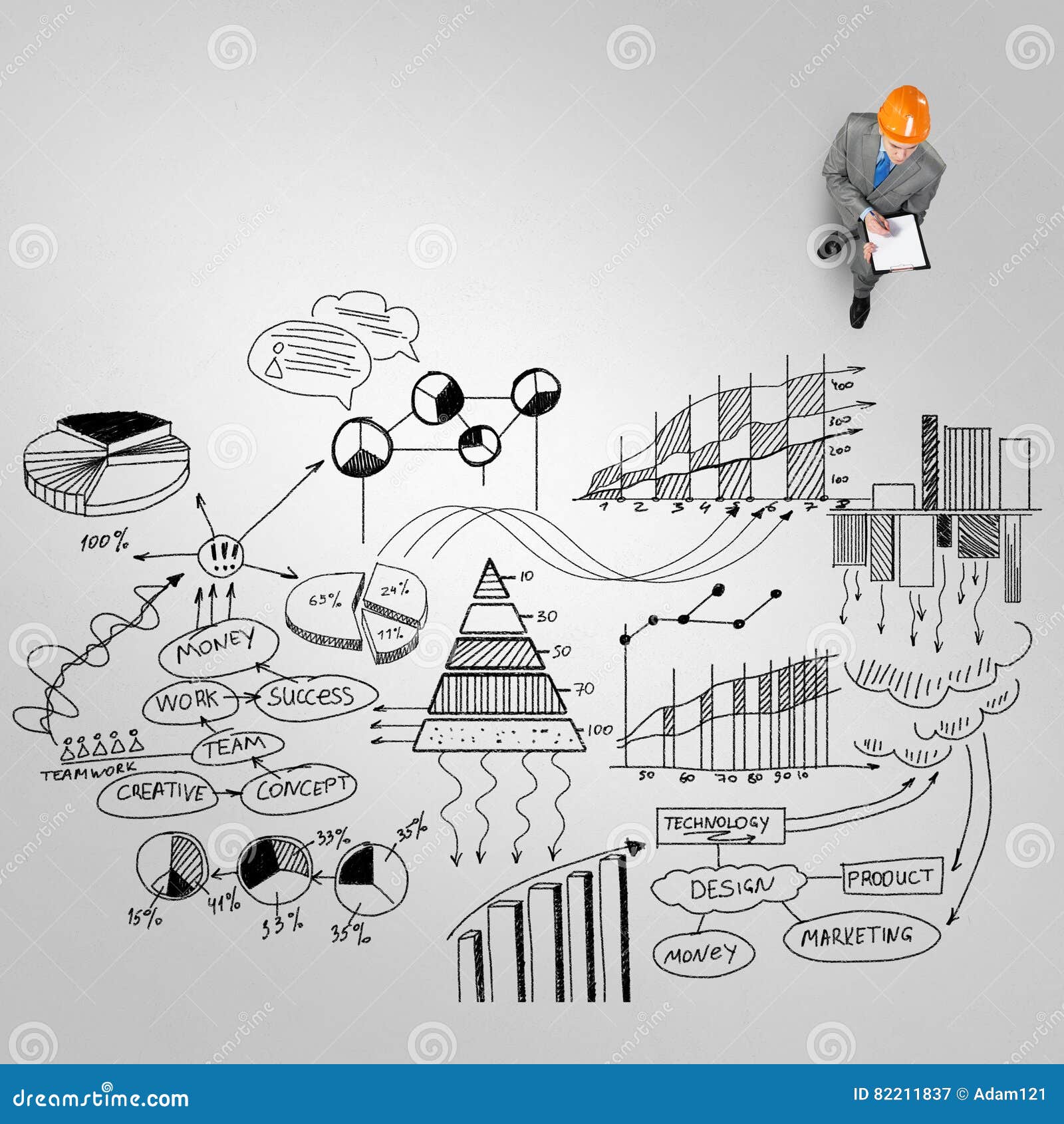 Engineer Man and His Business Strategy Stock Illustration ...