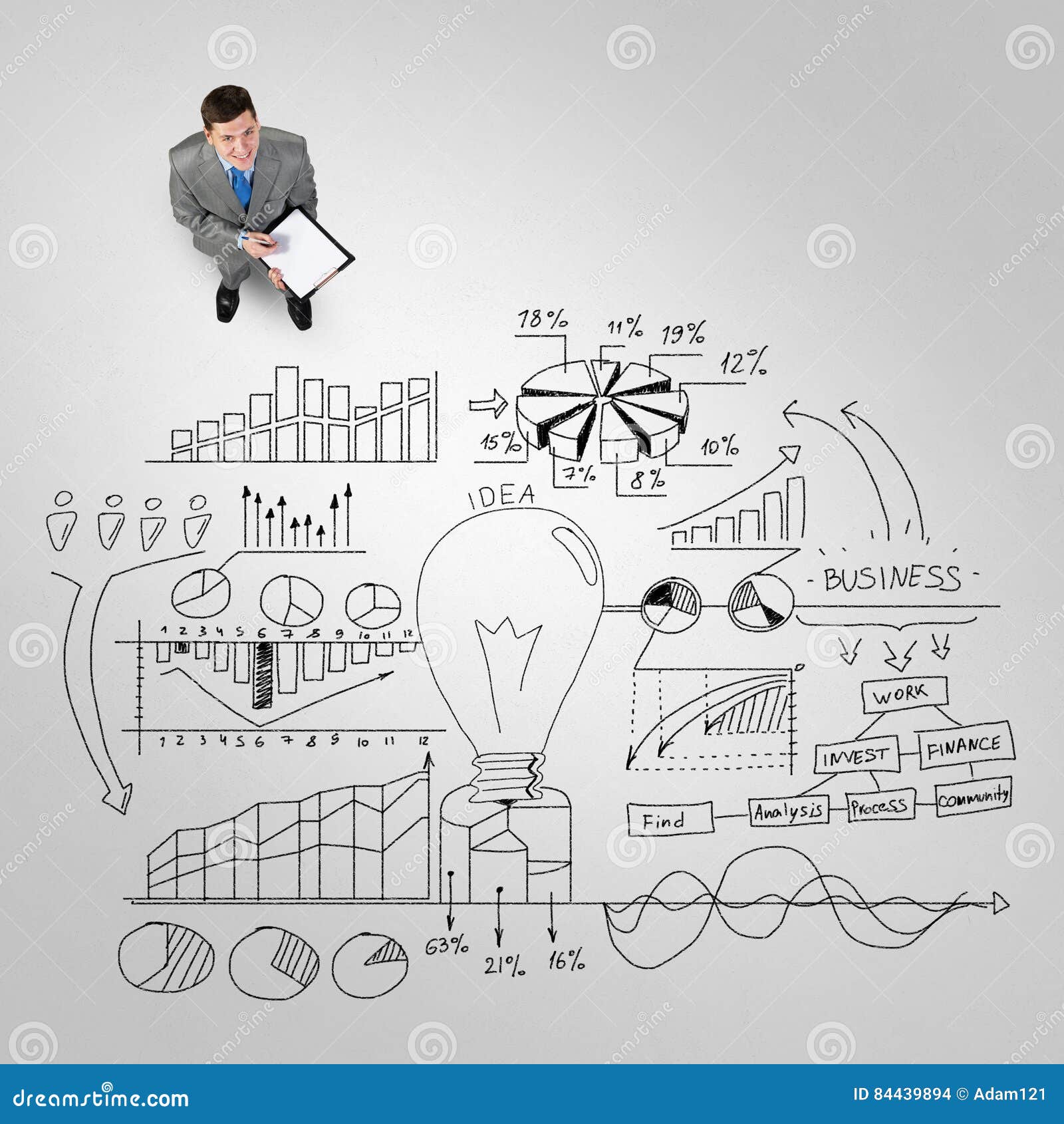 Engineer Man and His Business Strategy Stock Photo - Image of floor ...