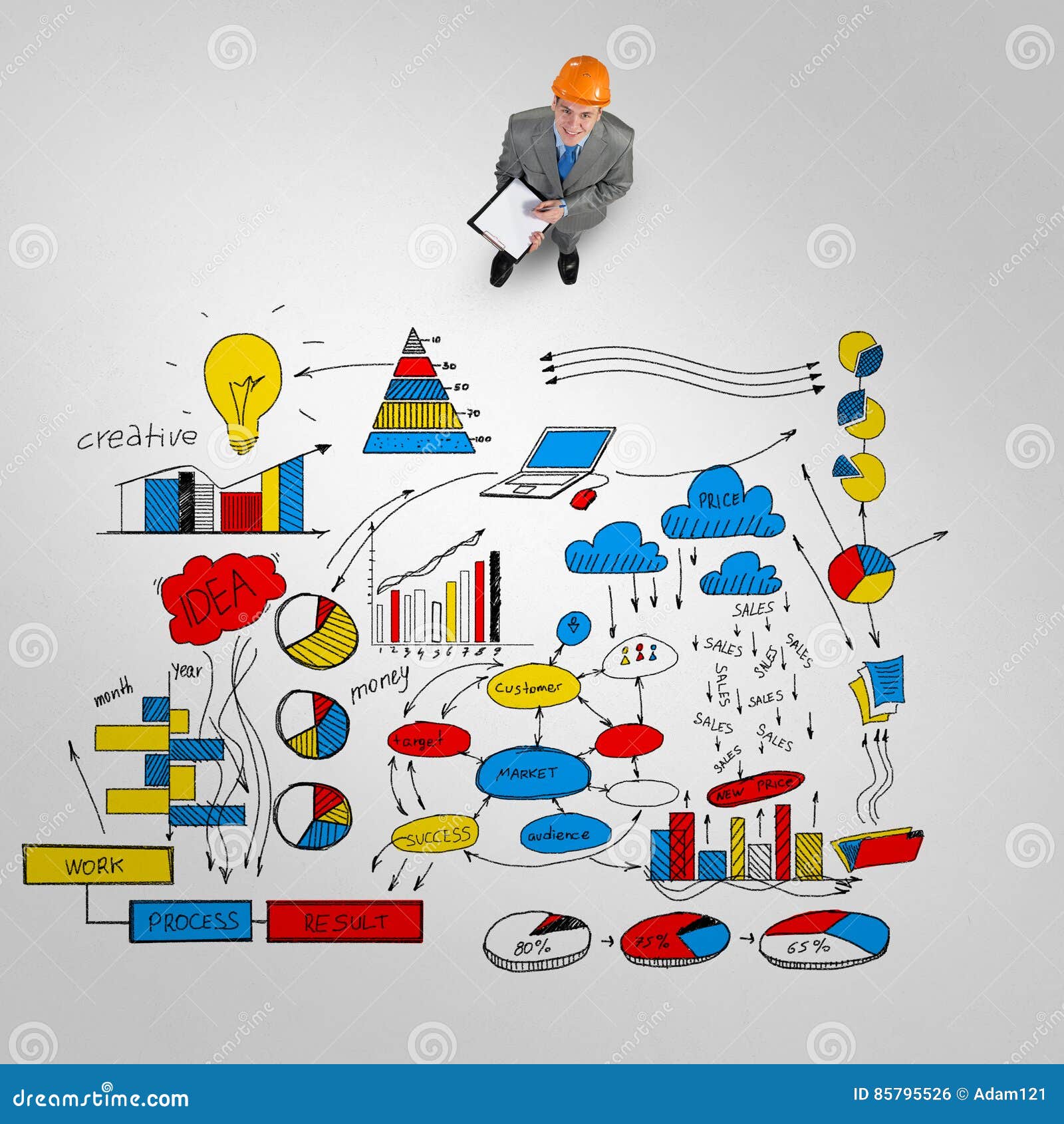 Engineer Man and His Business Strategy Stock Photo - Image of looking ...