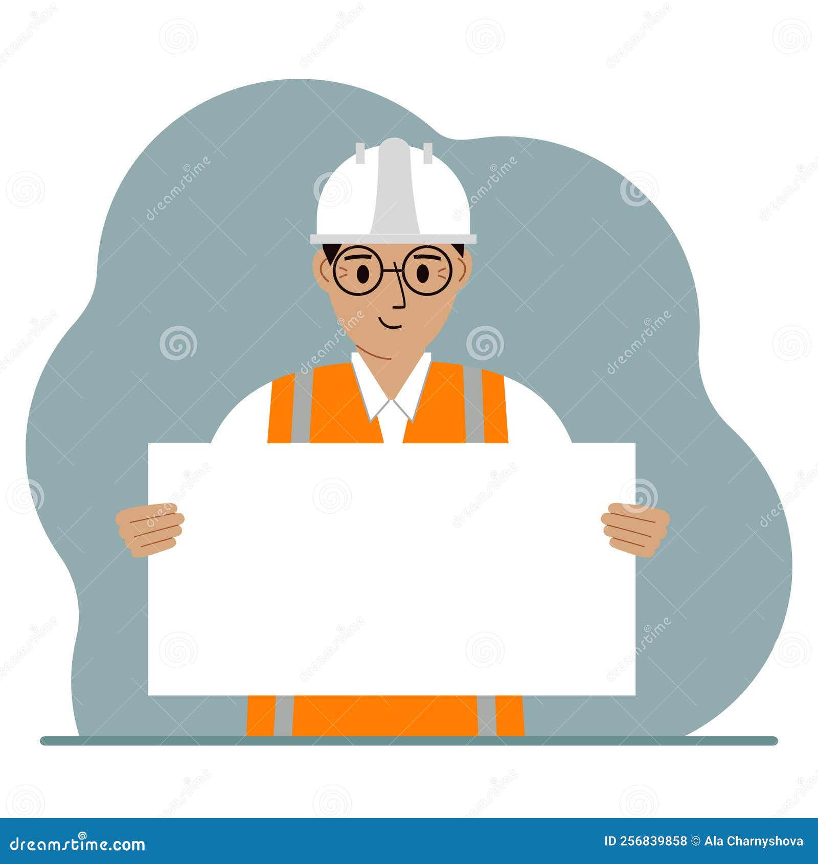 Engineer Man Holding a Blank Sheet of Paper. the Concept of a Builder ...