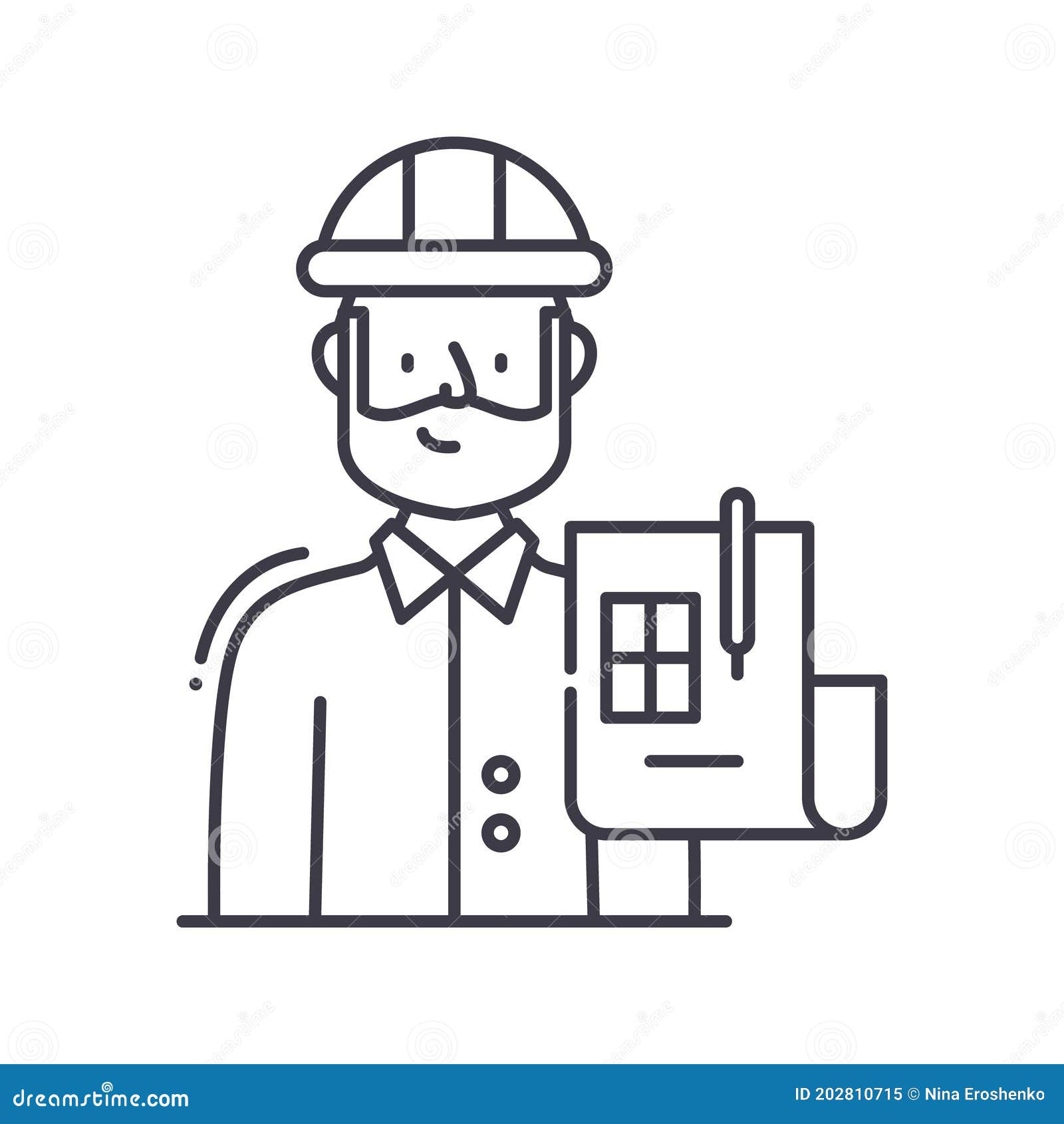 Engineer Man Icon, Linear Isolated Illustration, Thin Line Vector, Web ...