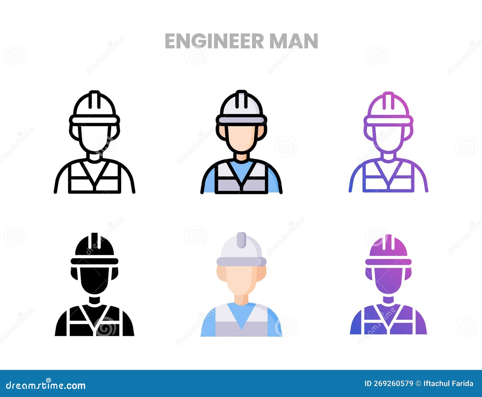 Engineer Man Icons Set with Different Styles. Stock Vector ...
