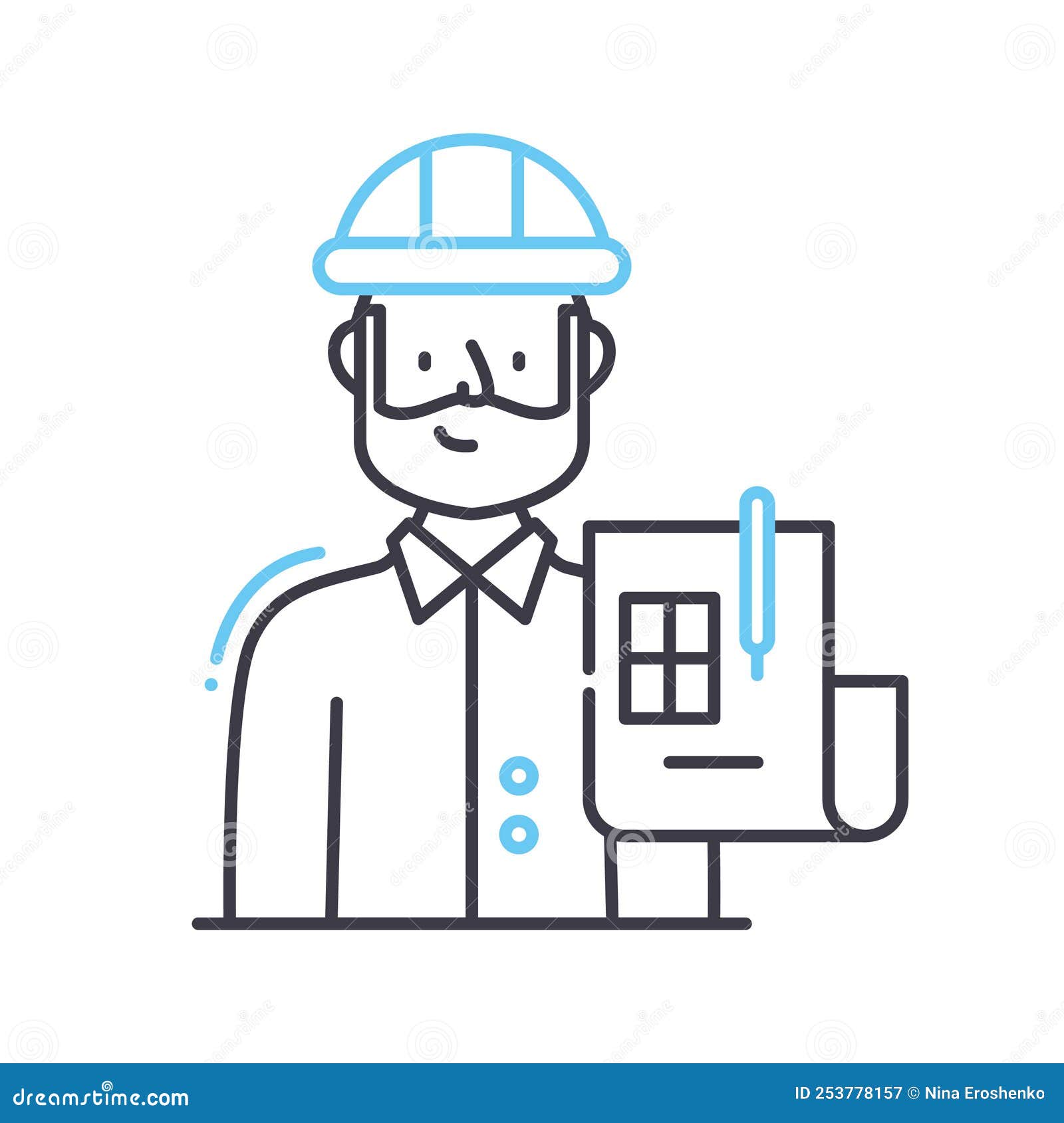 Engineer Man Line Icon, Outline Symbol, Vector Illustration, Concept ...