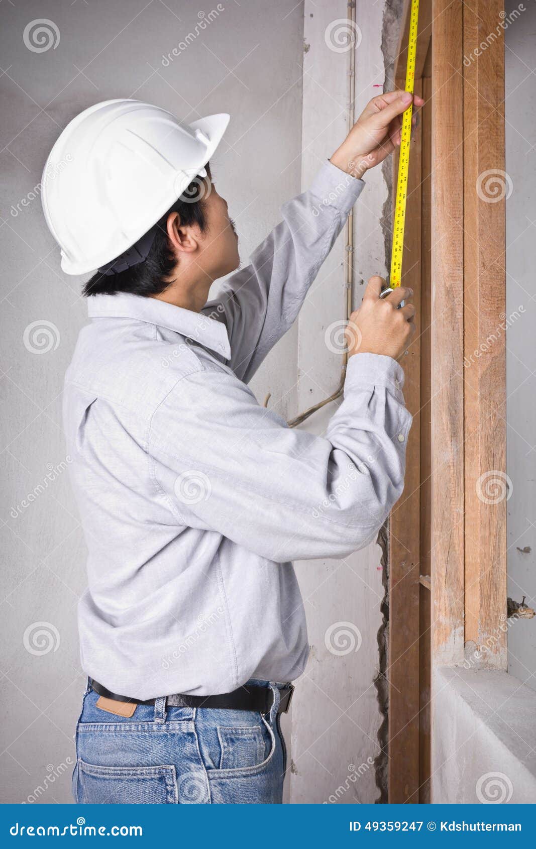 Engineer Man Metering by Tape Measure Stock Image - Image of ...