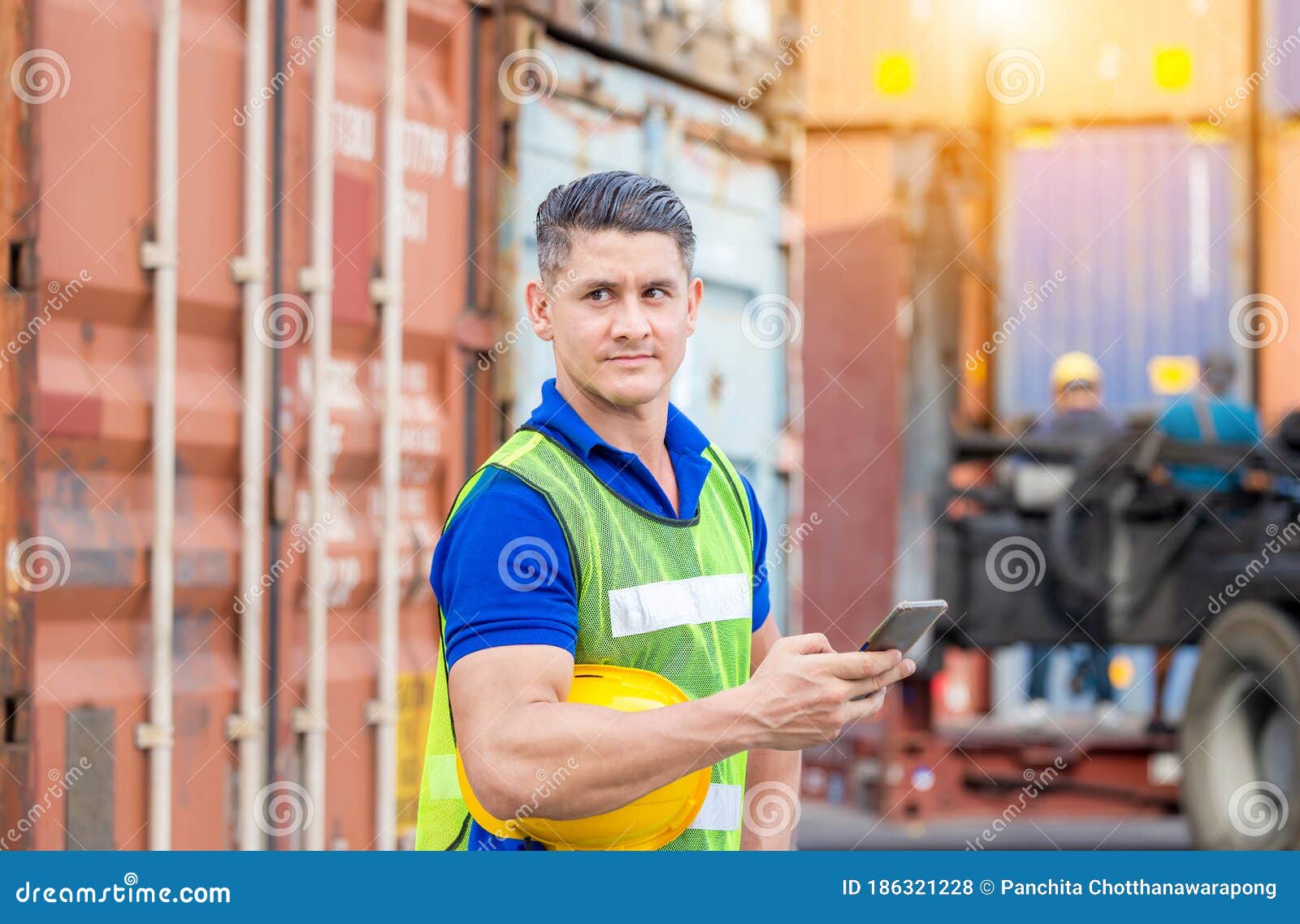 Engineer Man Uses Mobile Phone, Industrial Worker Using Mobile ...