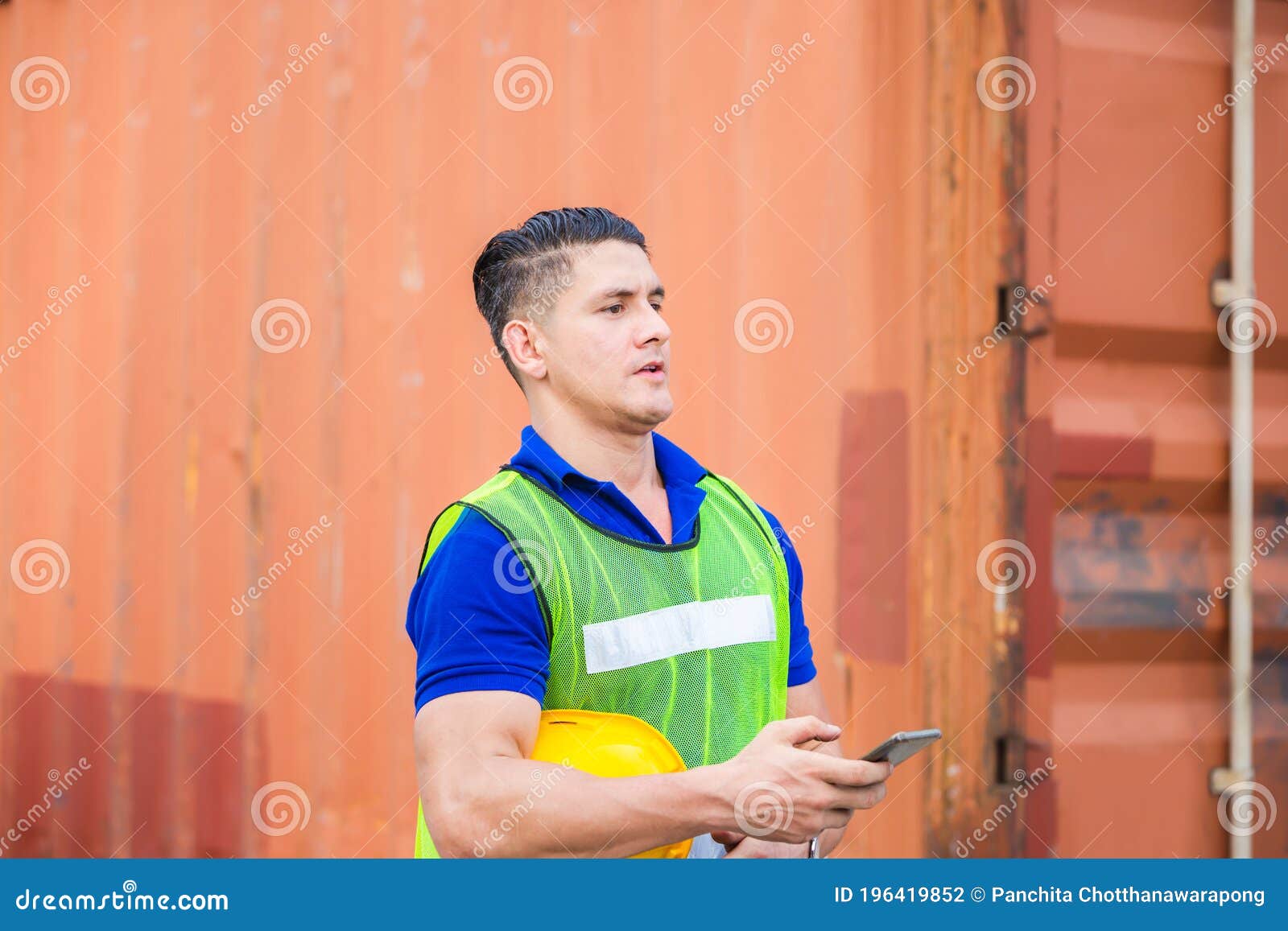Engineer Man Uses Mobile Phone, Industrial Worker Using Mobile ...