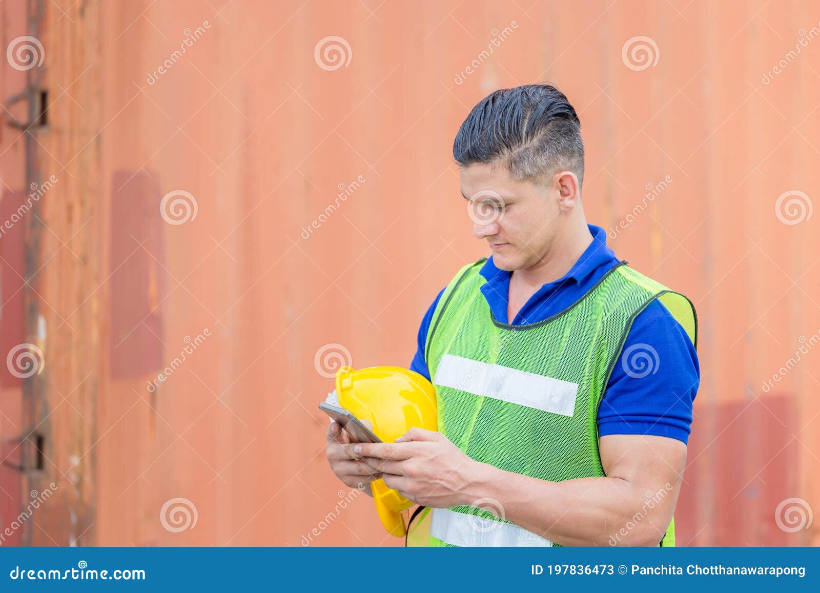 Engineer Man Uses Mobile Phone, Industrial Worker Using Mobile ...