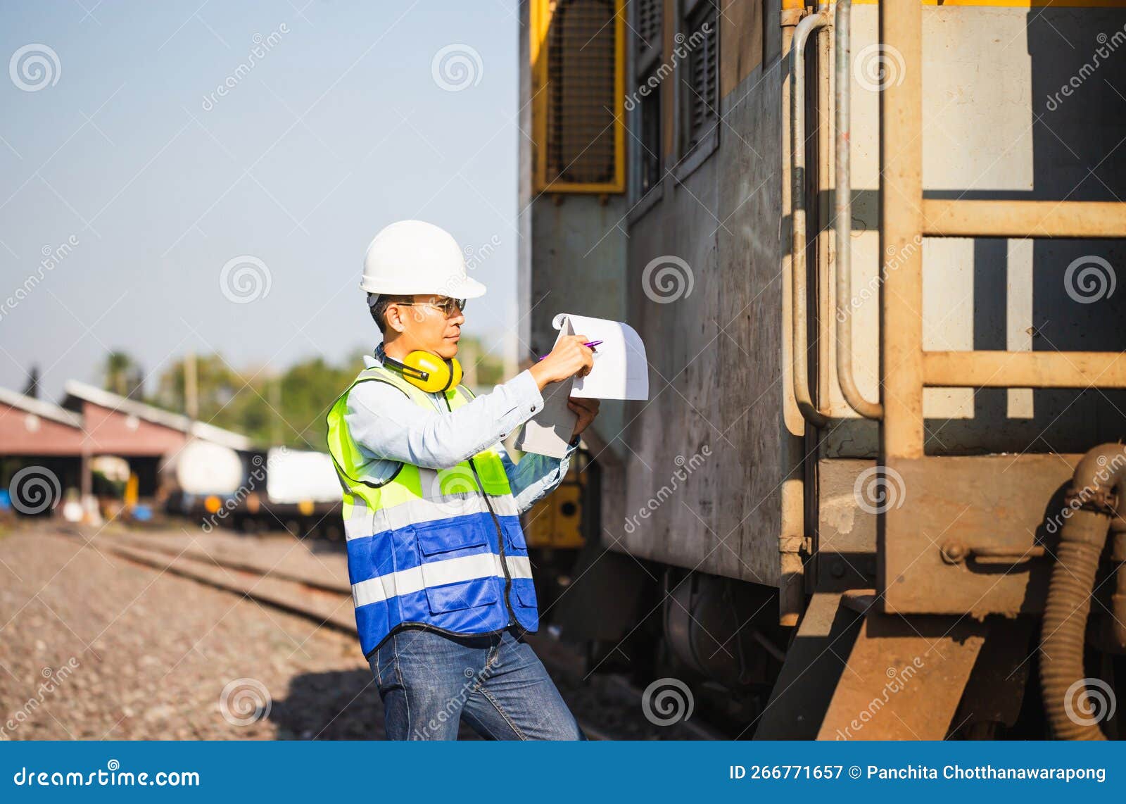 Engineer Man Working in Cargo Train Platform, Professional Technician ...