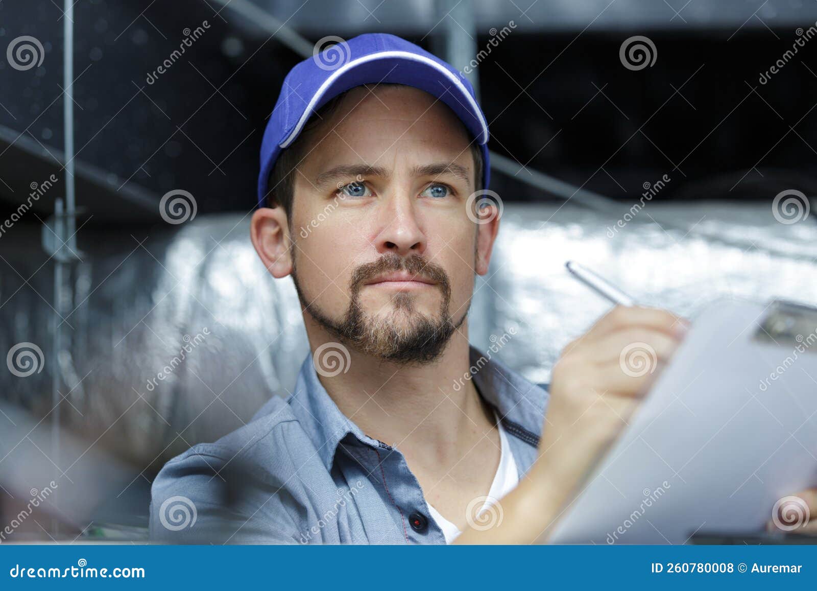 Engineer Man Writing Notes on Clipboard Stock Photo - Image of pure ...